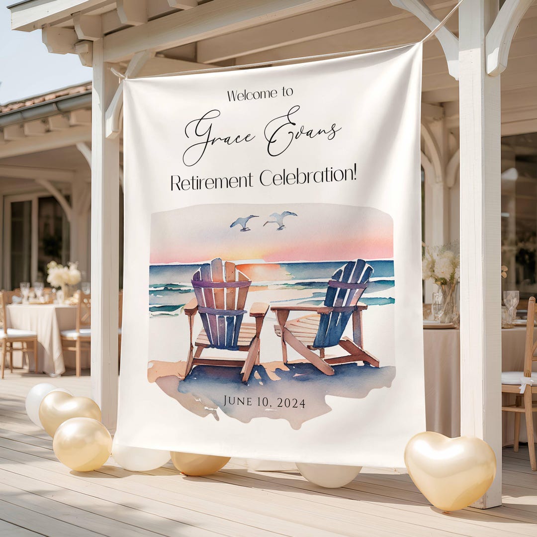 Personalized Fun Beach Retirement Party Banner Tapestry Sign, Beach ...