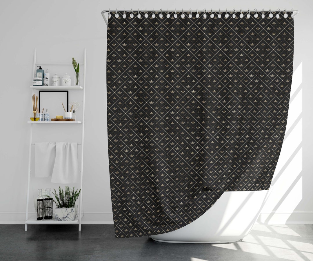 Modern Black and Gold Crown Shower Curtain, Gold Crown Classy Shower ...