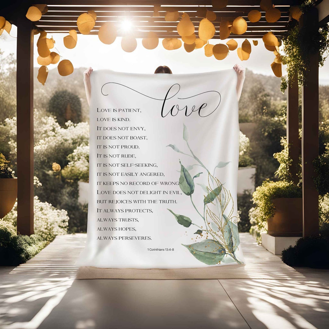 Corinthians Bible Verse Love is Patient Blanket , Wedding Gift ...