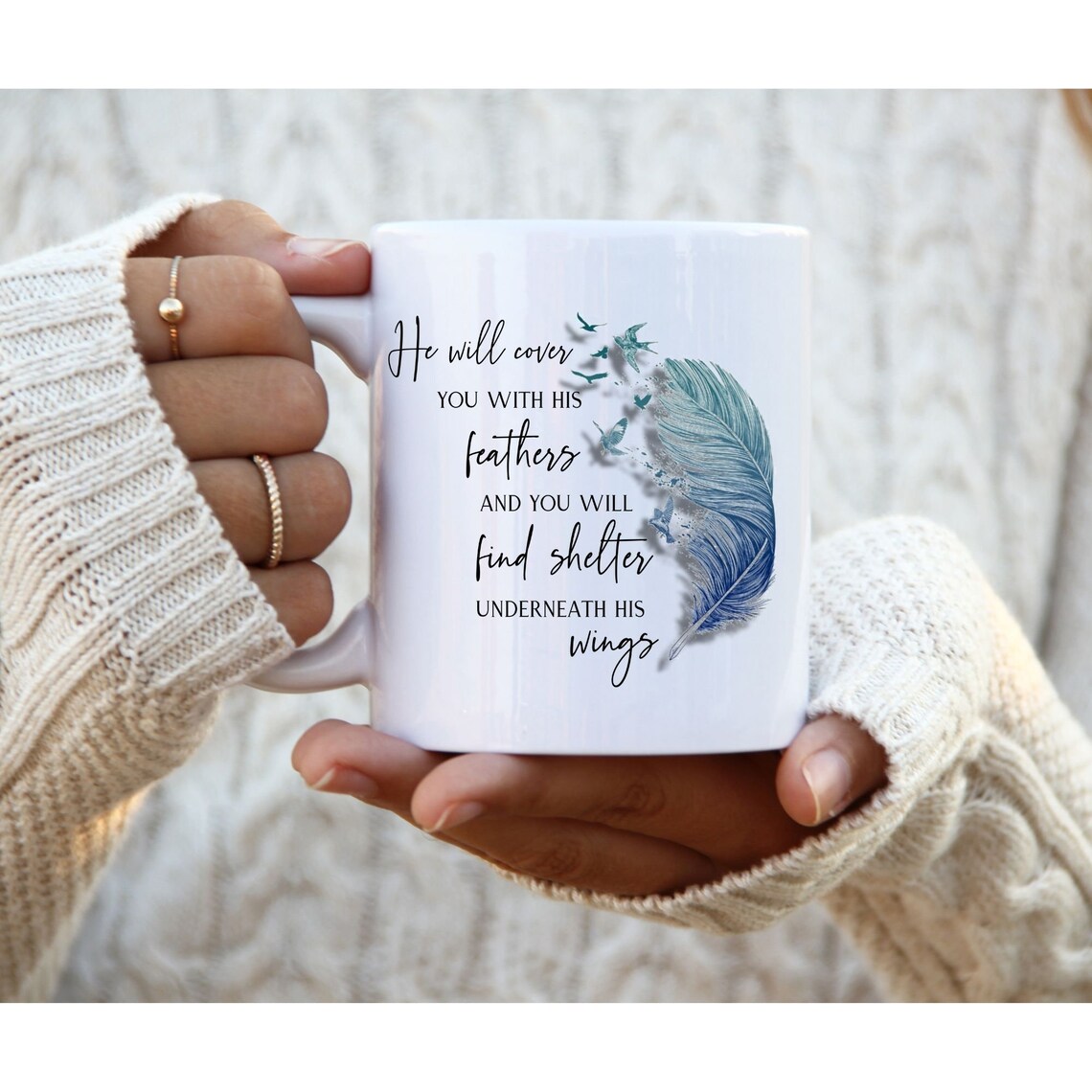 Psalm 91 Mug He Will Cover You With His Feathers - Etsy