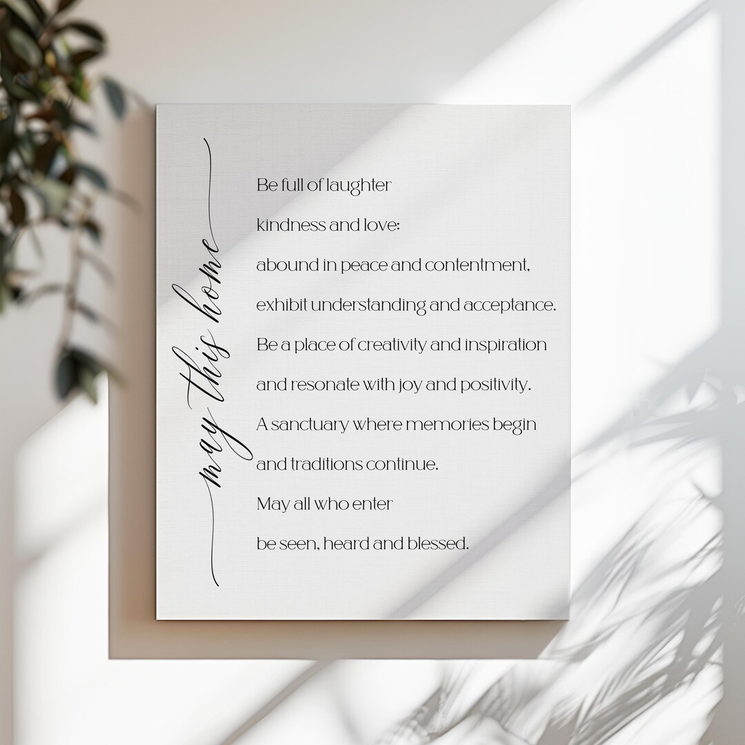 May This Home Poem Canvas Print, Housewarming Gift, Inspirational Quote ...
