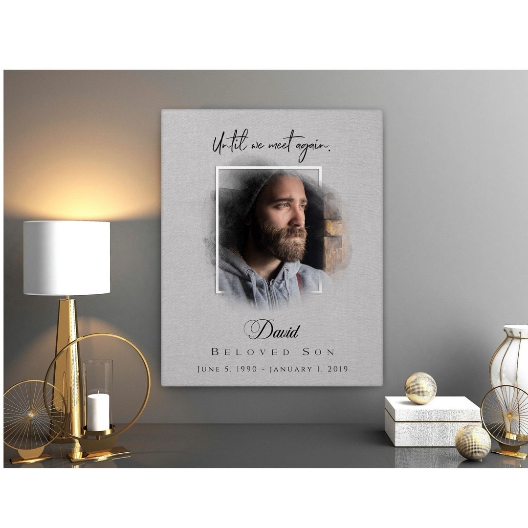 Personalized Photo Watercolour Effect Memorial Canvas Print, Loss of ...
