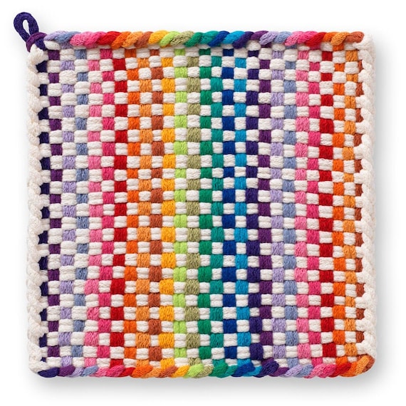 Rainbow Pot Holder Hot Pad Kitchen Ware Handcrafted | Etsy