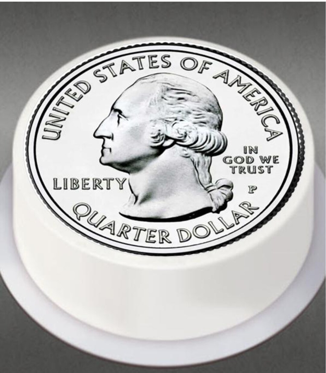 Coin Quarter 25 Birthday Edible Icing Frosting Sugar Sheet Cake Topper ...