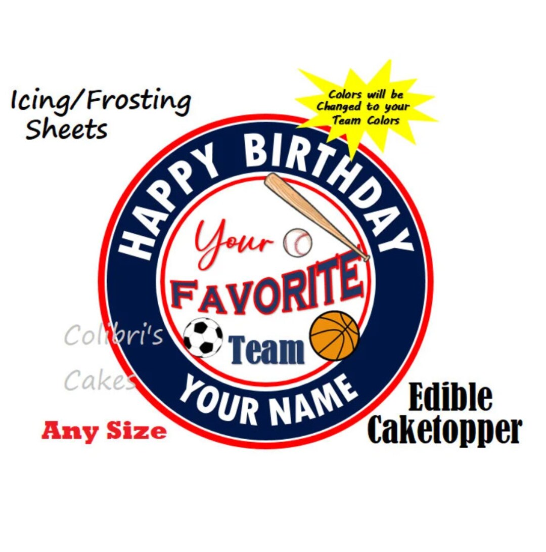 Your Favorite Sport Edible Sugar Icing Sheet Cake Topper Edible Image ...