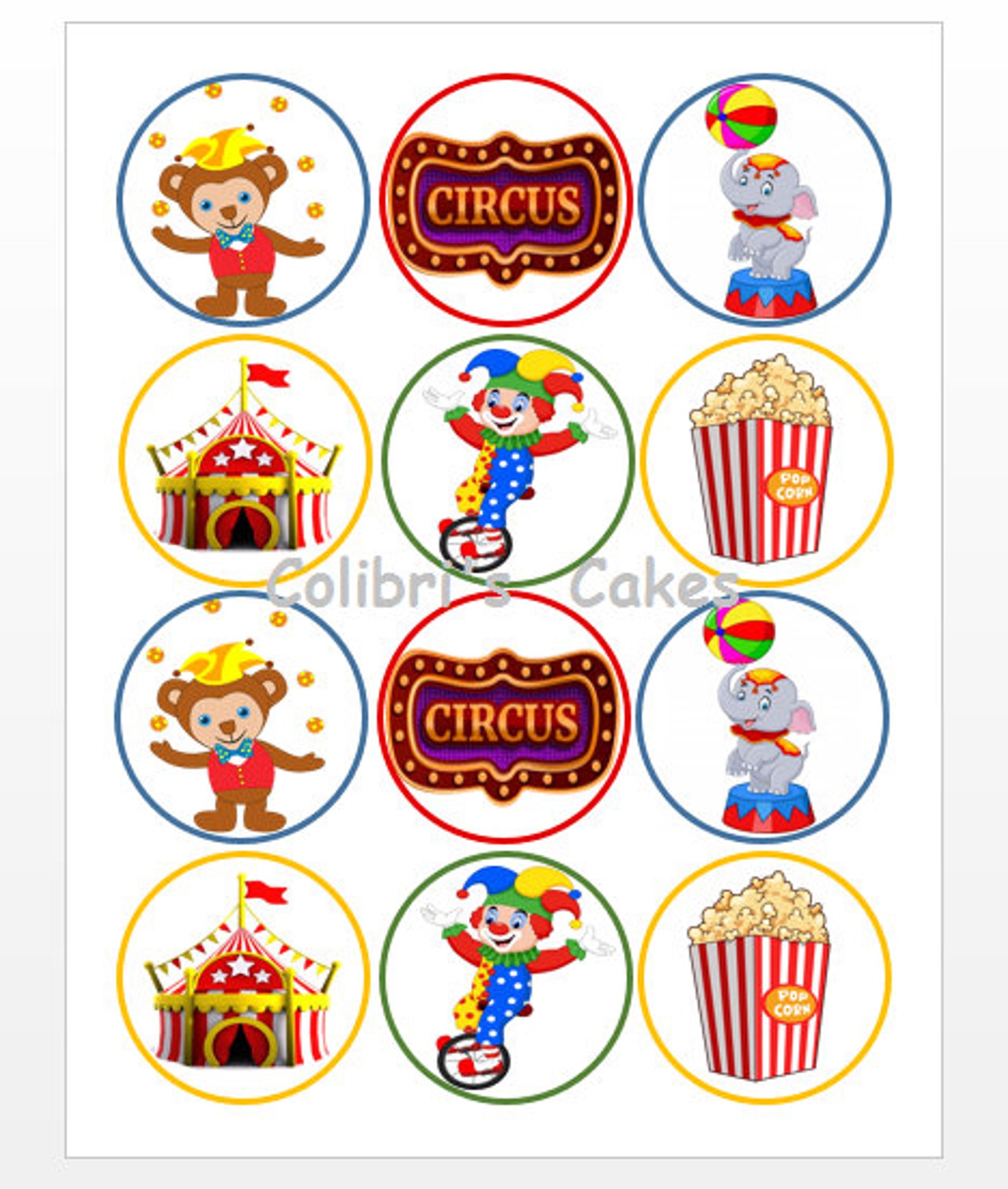 Circus Edible Icing Frosting Sheet Cake Toppers or Cookies. - Etsy