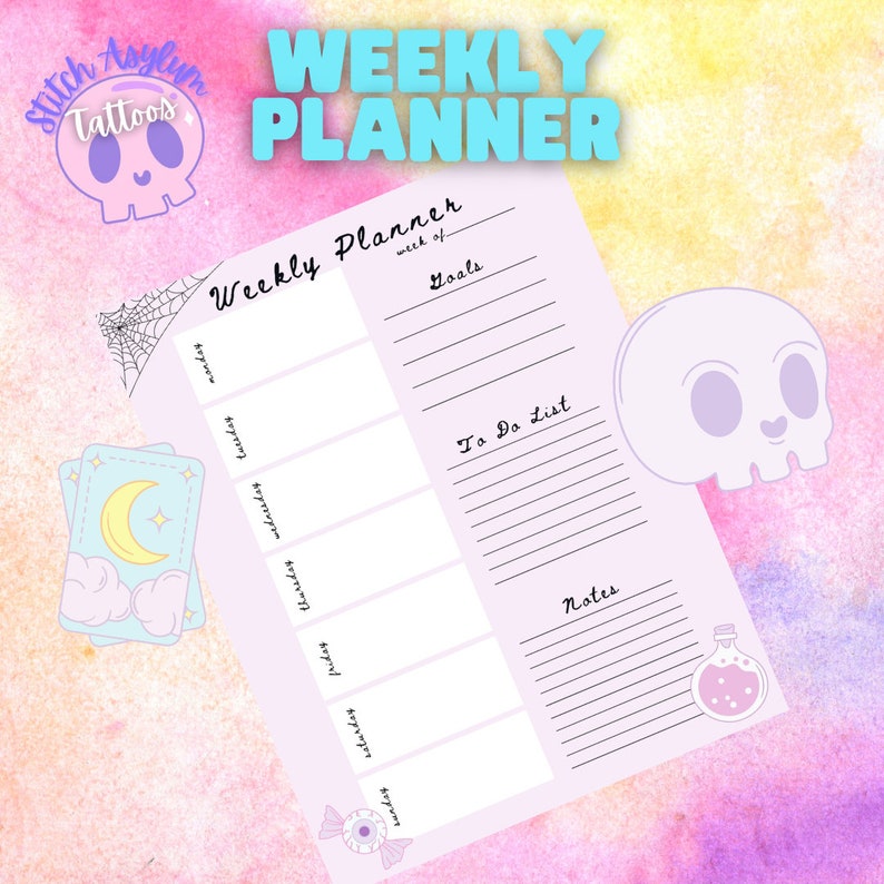 Pastel Goth Printable Planner Weekly Planner Monthly | Etsy