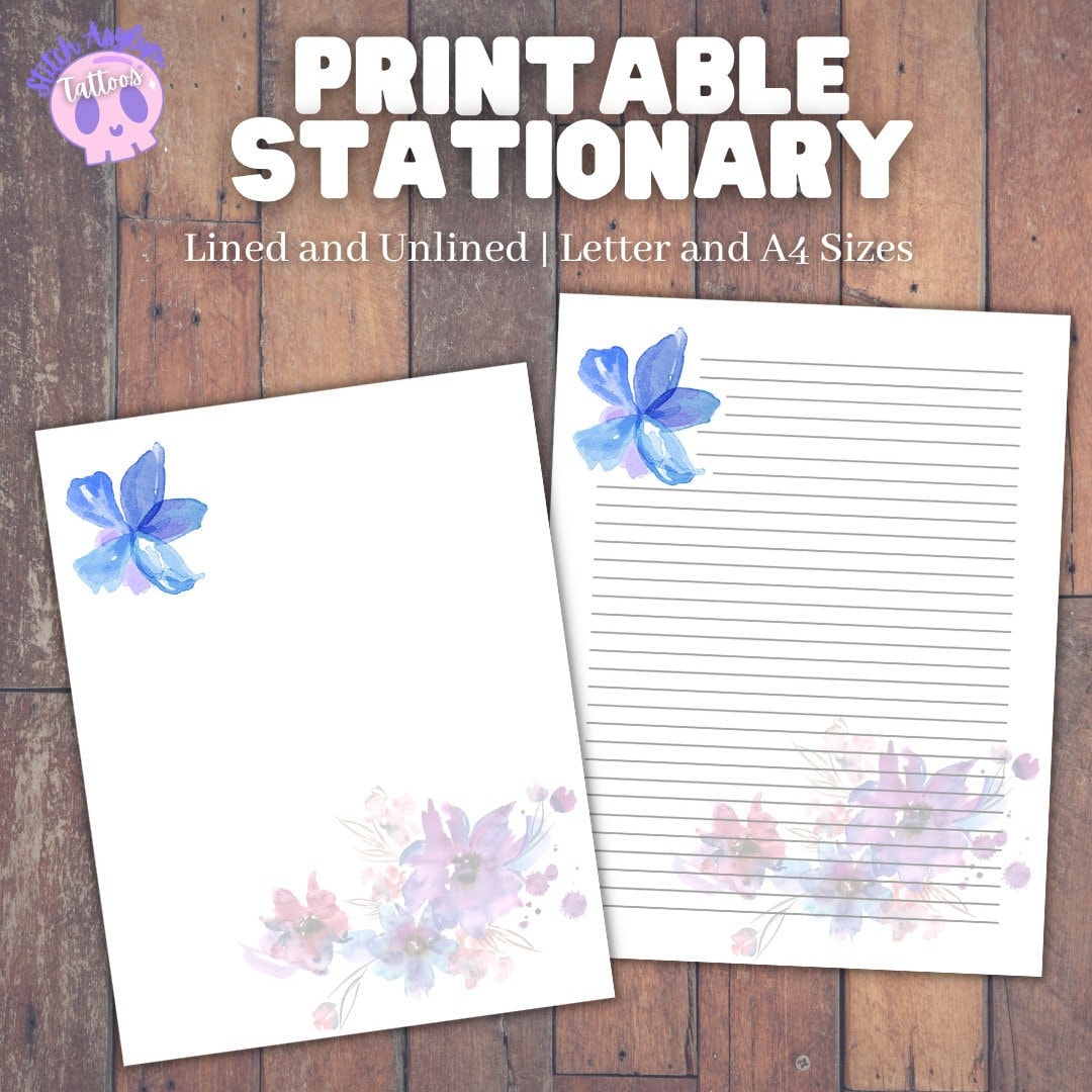 Watercolor Flowers Printable Stationery Paper Pretty - Etsy