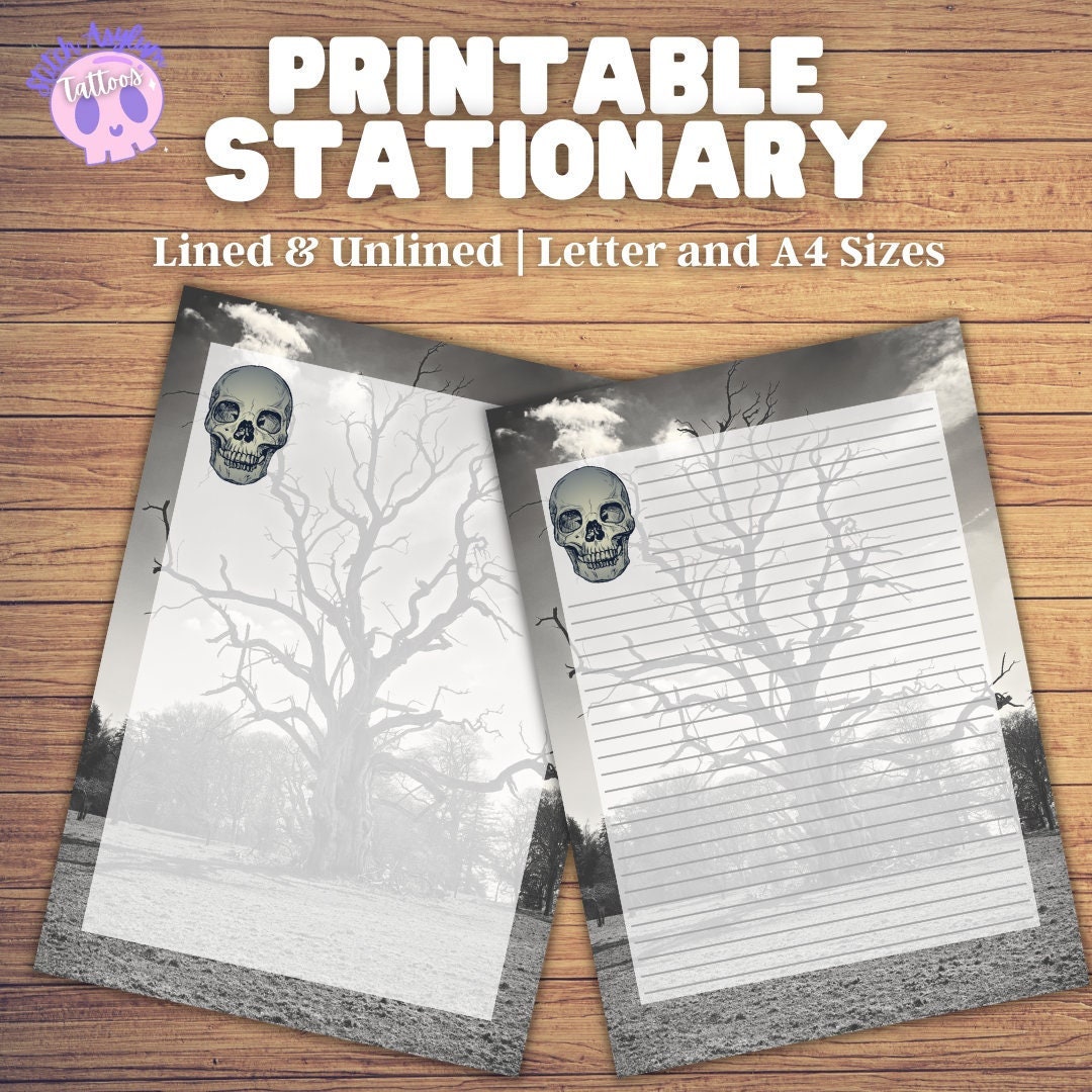 Spooky Skull Tree Stationery Paper: Horror Letter Writing (digital ...