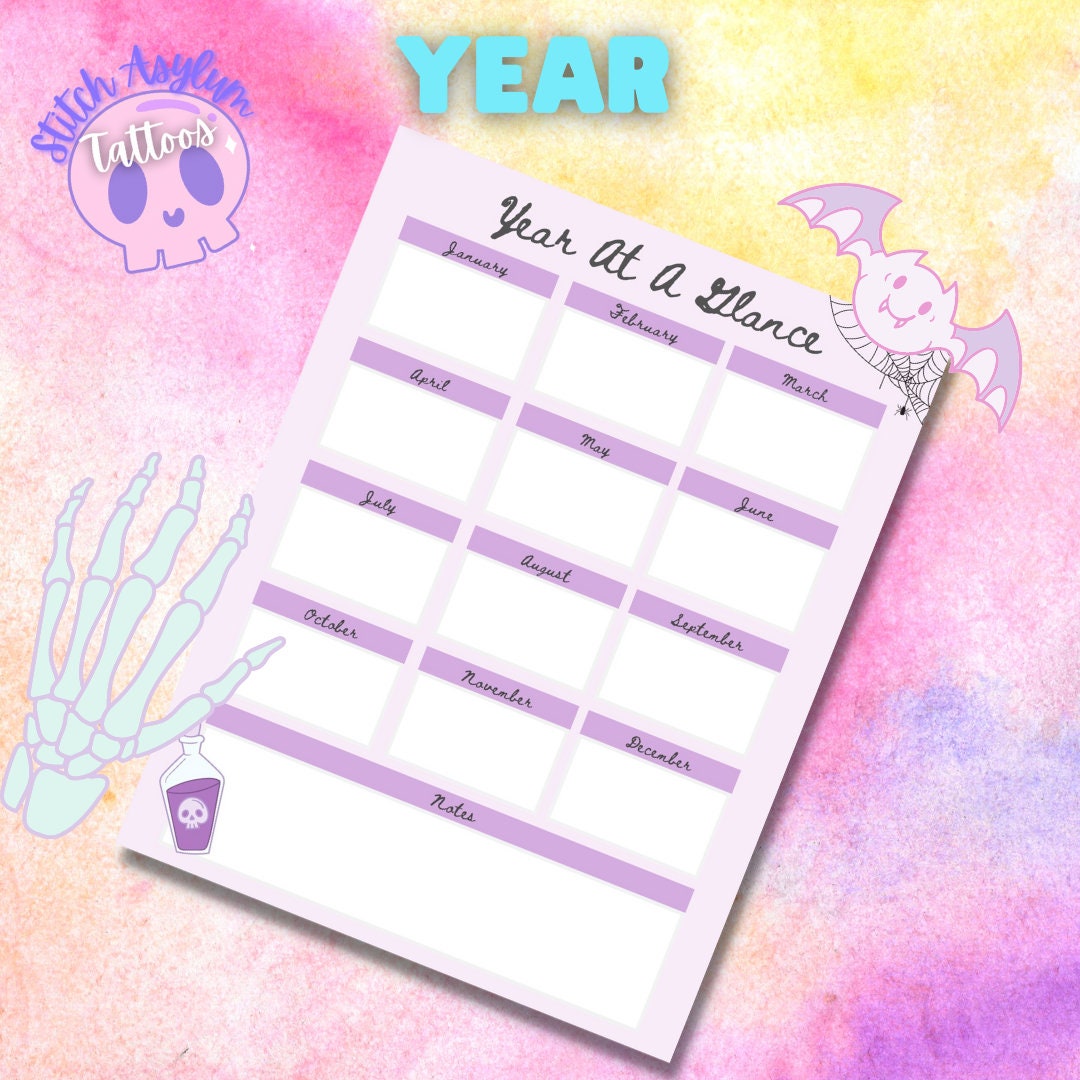 Pastel Goth Printable Planner Weekly Planner Monthly | Etsy
