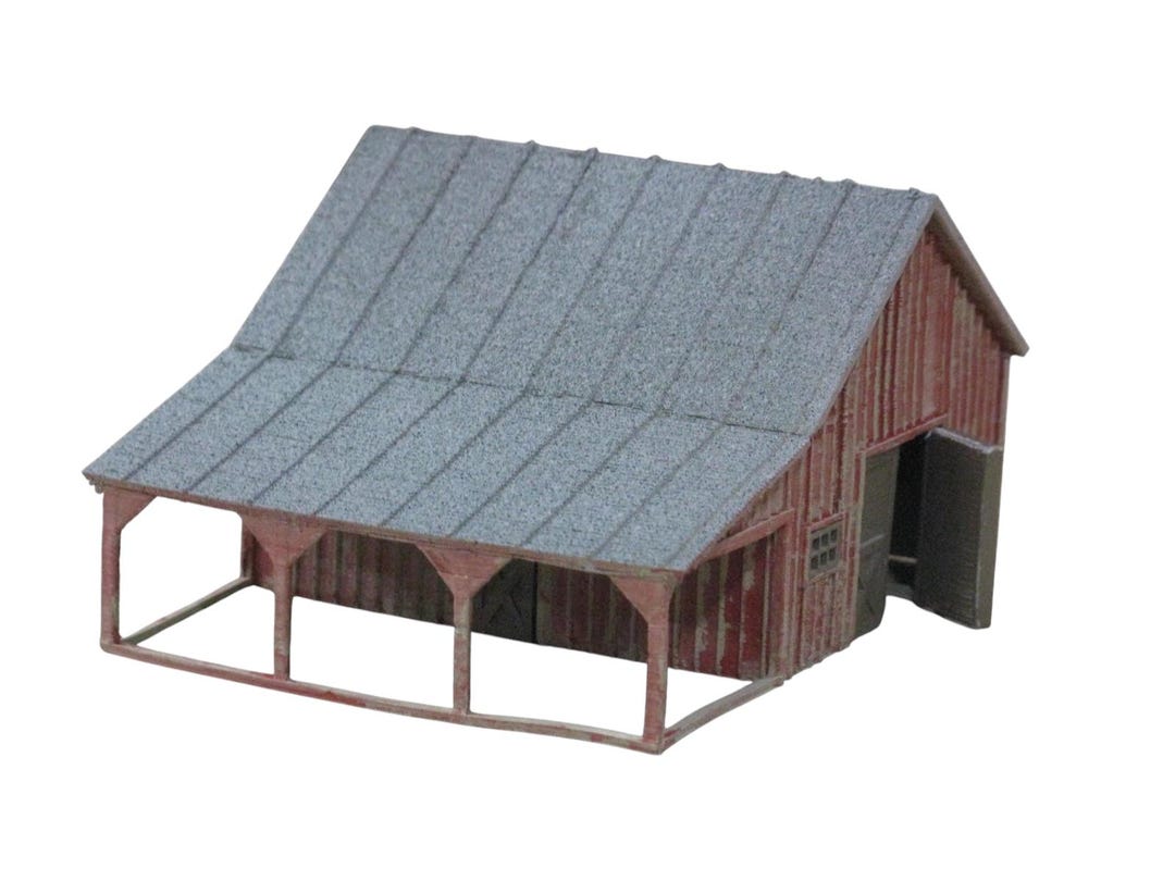 HO / N Scale Small Cattle Barn With Accessories Model Kit for Train ...