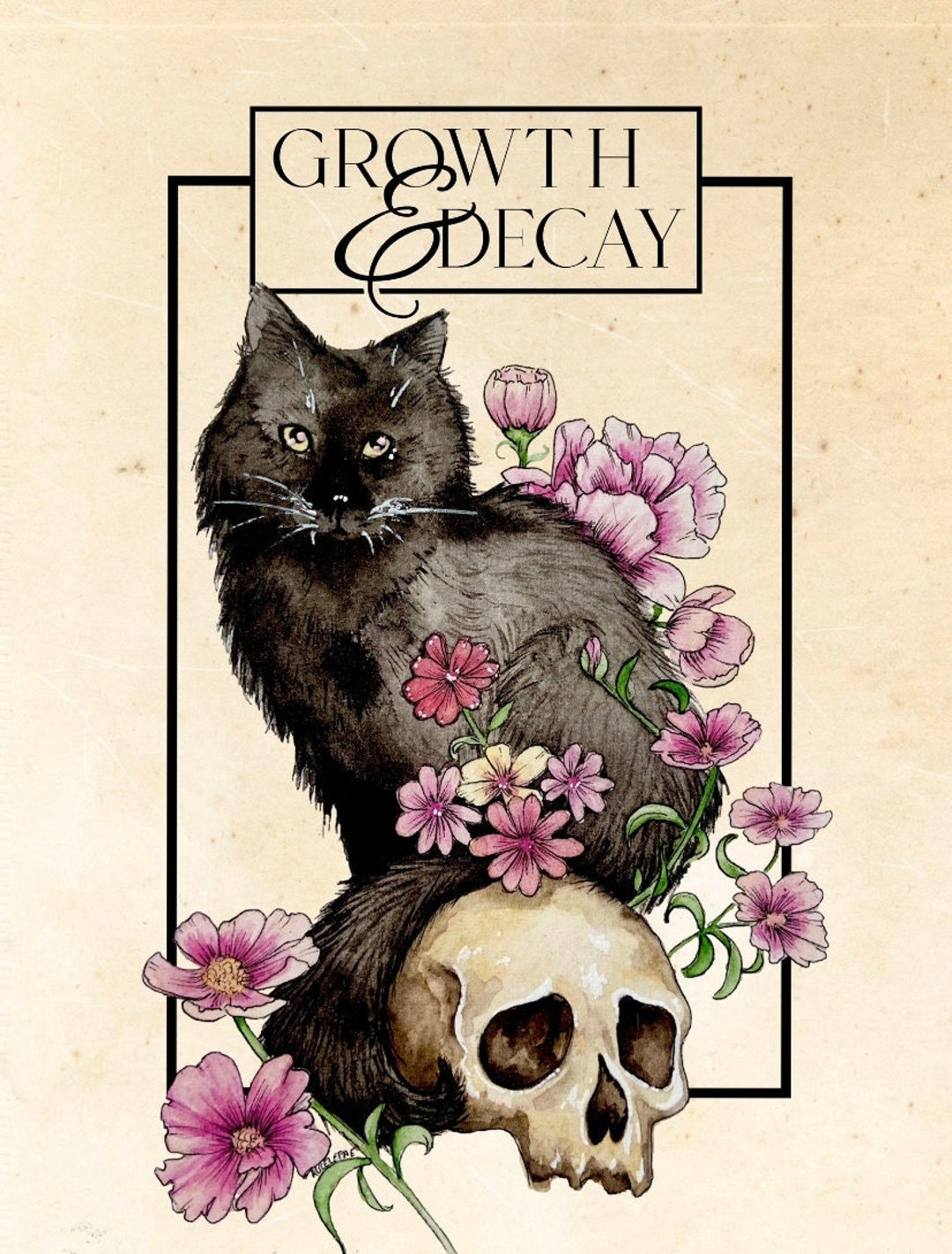 Growth and Decay Garden Cat Witch Familiar Art Print - Etsy