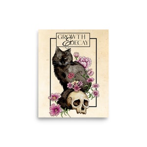 Growth and Decay Garden Cat Witch Familiar Art Print - Etsy