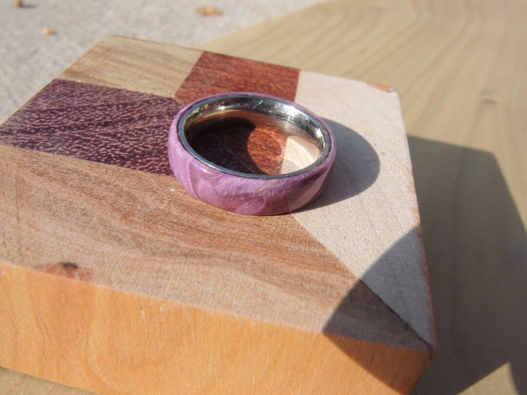 Hand-turned Wooden Ring: Purple Dyed Burl, Stainless Steel Core - Etsy