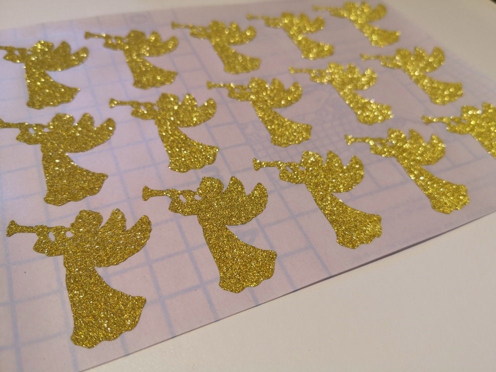 20 Christmas Stickers, Glitter Angel Stickers, Angel Envelope Seals ...