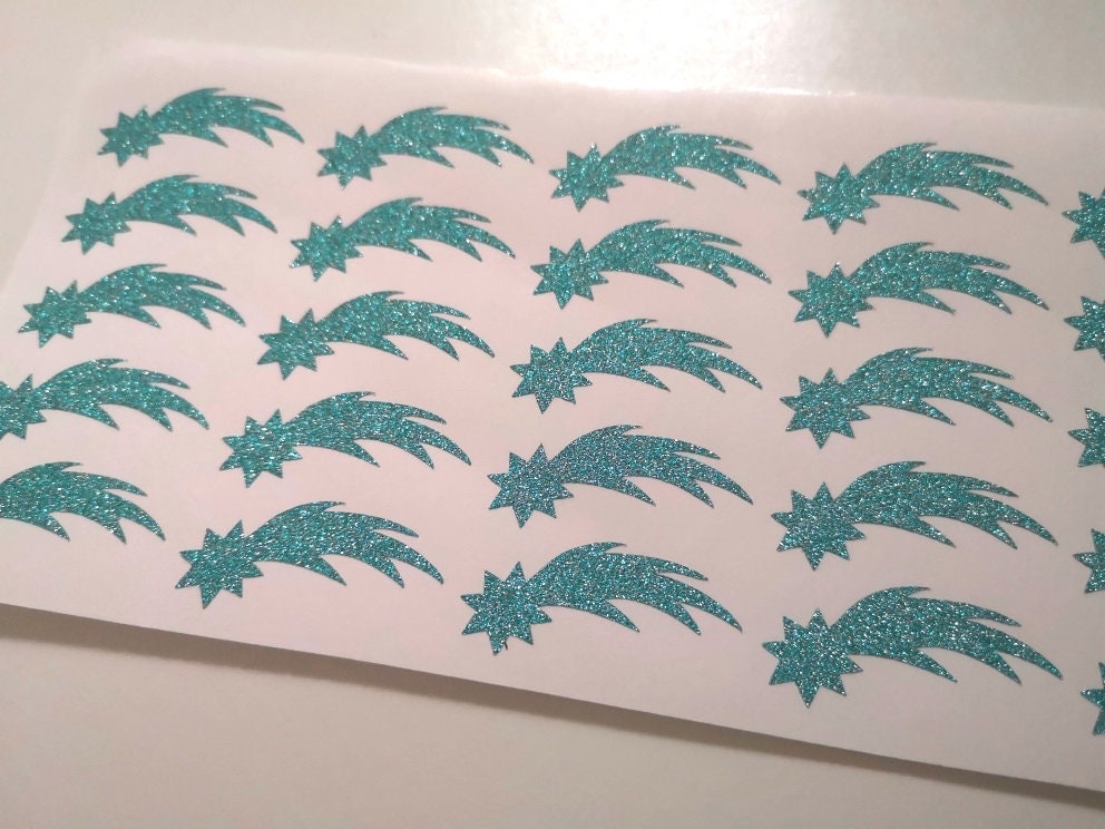 20 Shooting Star Stickers, Glitter Christmas Stickers, Shooting Star ...