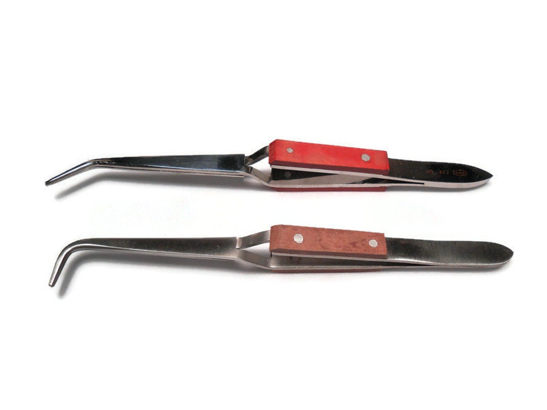 Fiber Grip Crossover Tweezers Solder 90 Degree Bend and Bent Tip 2 ...