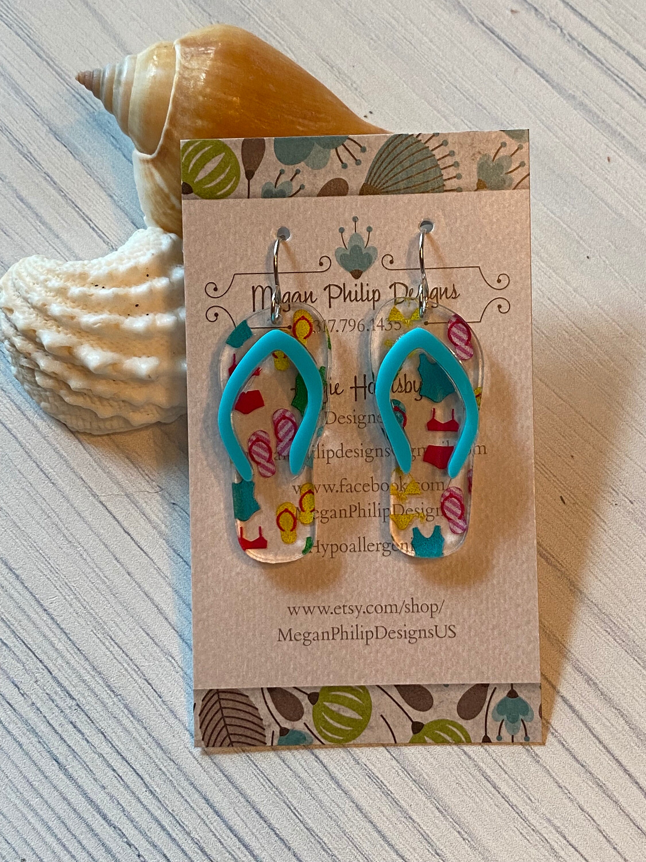 Flip Flop Part 1 Wood or Acrylic Dangle Earrings - Etsy