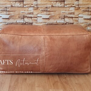 RECTANGULAR LEATHER POUF Customizable Rectangular Leather Ottoman Pouf ...