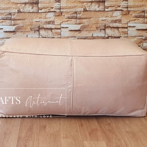 RECTANGULAR LEATHER POUF Customizable Rectangular Leather Ottoman Pouf ...