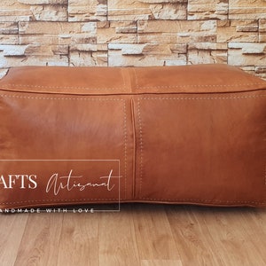 RECTANGULAR LEATHER POUF Customizable Rectangular Leather Ottoman Pouf ...