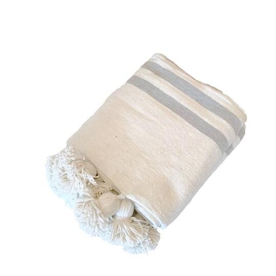 Moroccan Pom Pom Throw Blanket,bohemian Decor Bedcover, Blanket Sofa ...