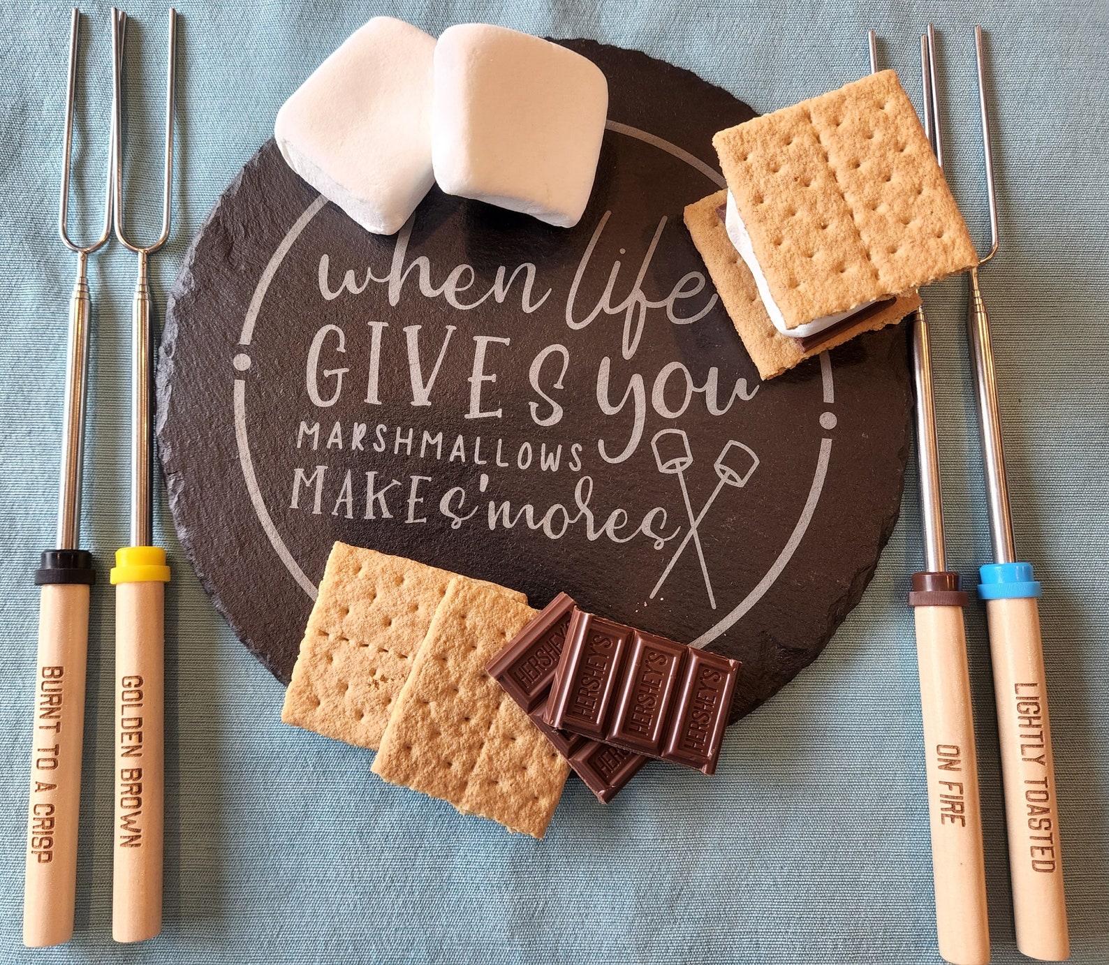 S'mores Roasting Charcuterie Board With 4 Telescoping - Etsy