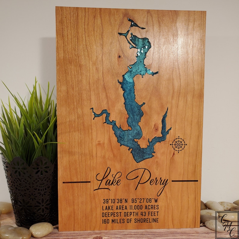 Laser Engraved With Resin Inlay Wood Lake Sign (powell, Caroline ...