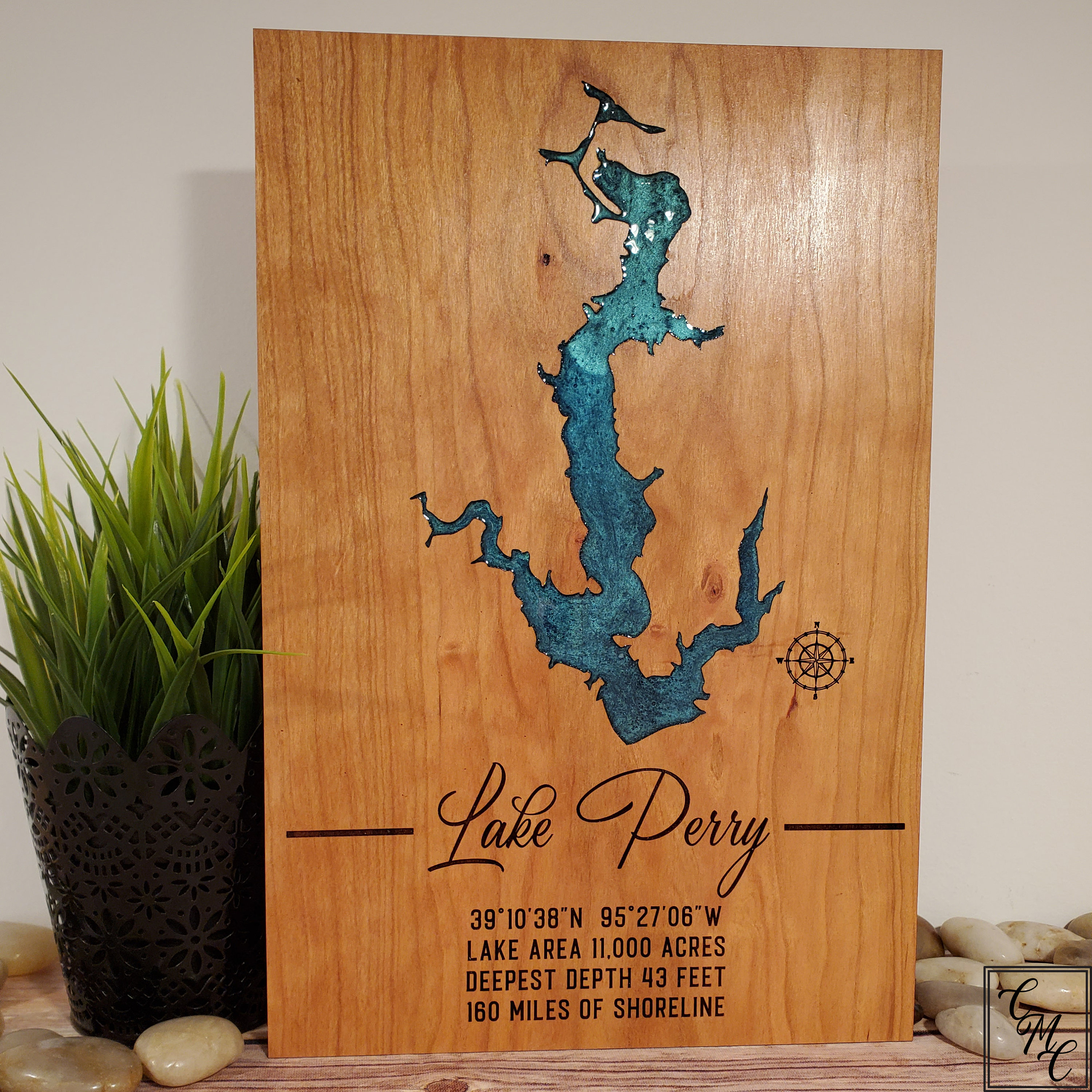 Laser Engraved With Resin Inlay Wood Lake Sign (powell, Caroline ...