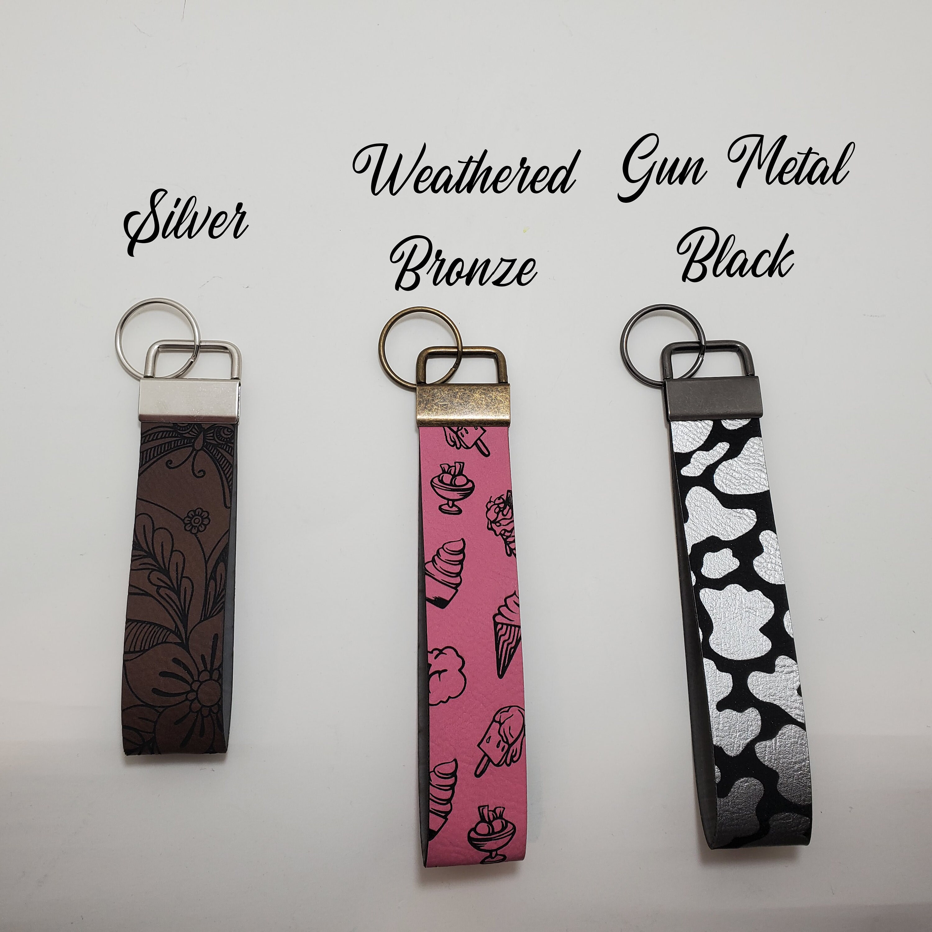 Custom/laser Engraved Faux Leather Wristlet Keychain/key Fob | Etsy