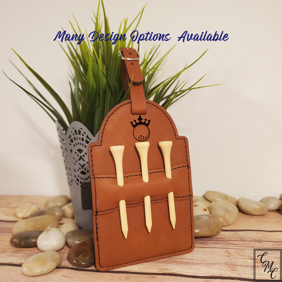 Custom/personalized Laser Engraved Faux Leather Golf Bag Tag With Tees ...