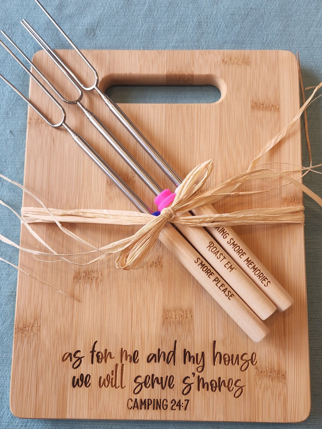 S'mores Roasting Charcuterie Board With 3 Telescoping Roasting Sticks - Etsy