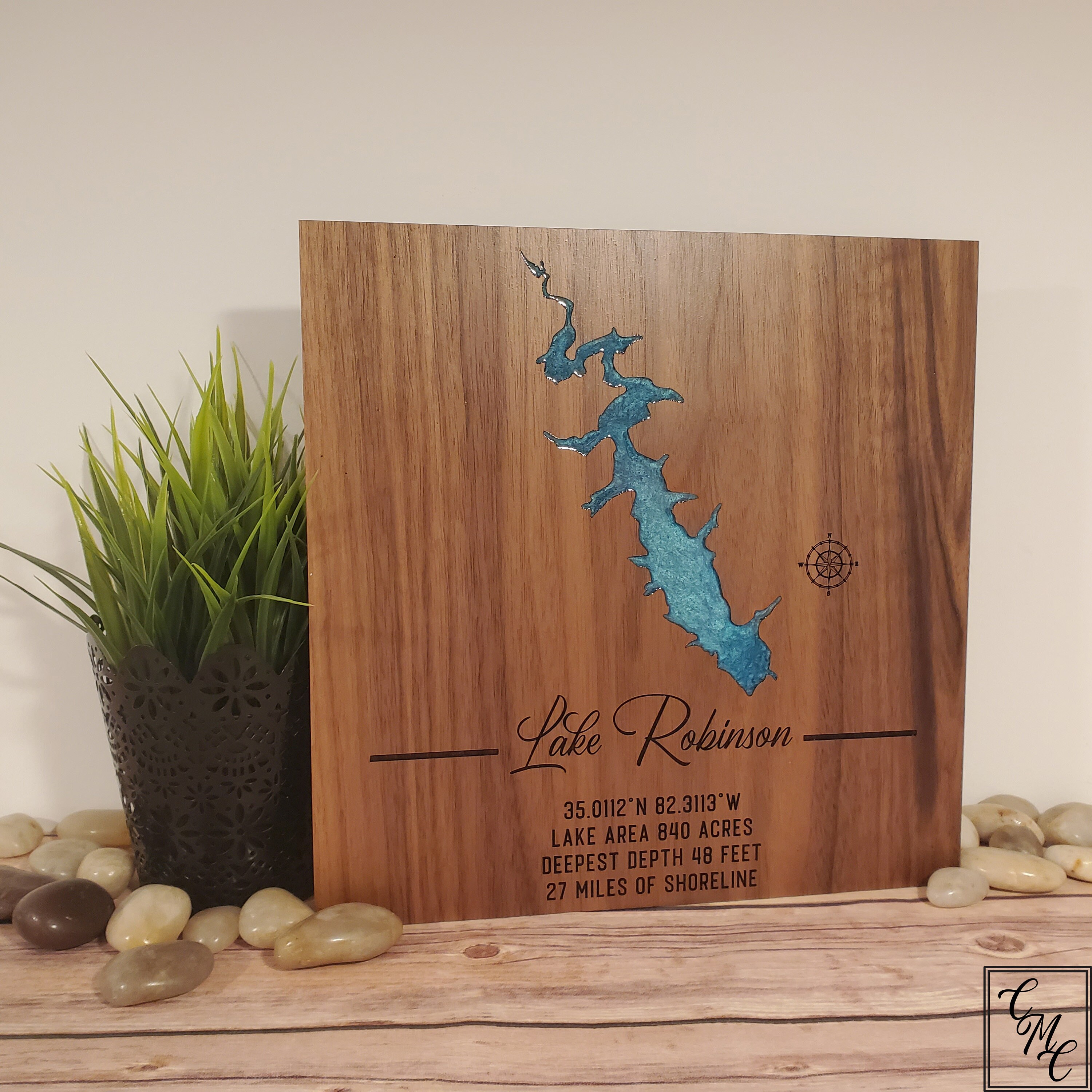 Laser Engraved With Resin Inlay Wood Lake Sign (powell, Caroline ...