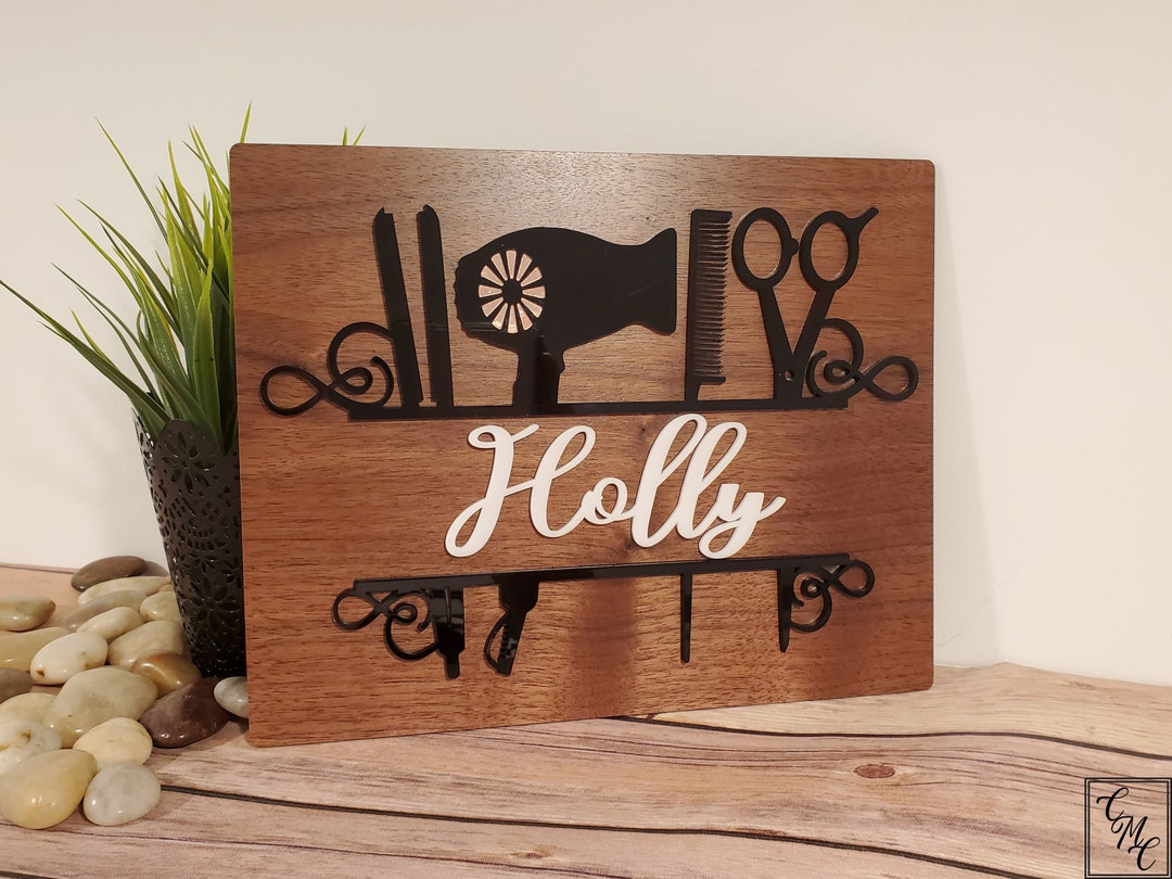 Custom/personalized Salon/hairdresser Sign Made From Wood and Acrylic ...
