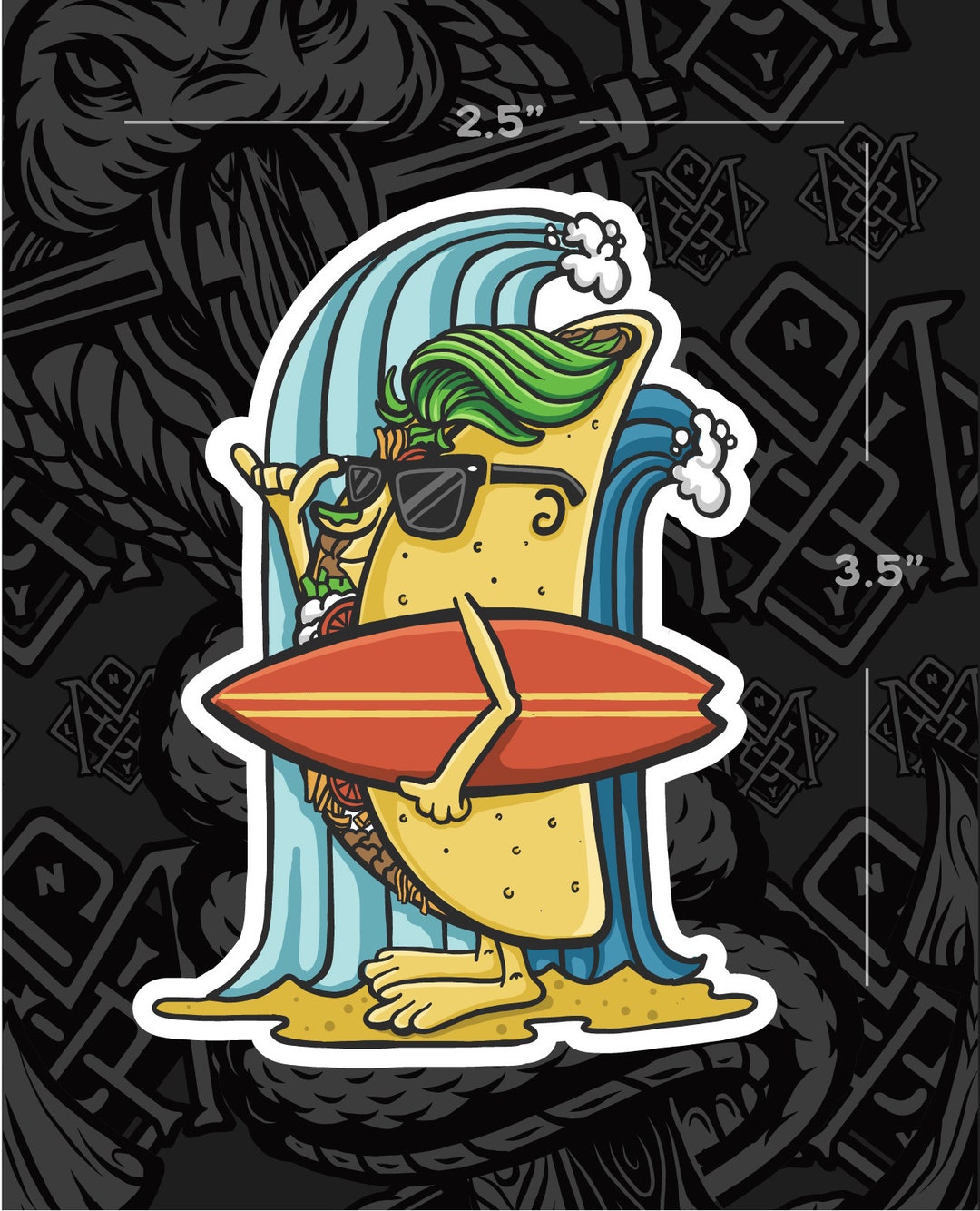 Surf Taco Decal Sticker - Etsy