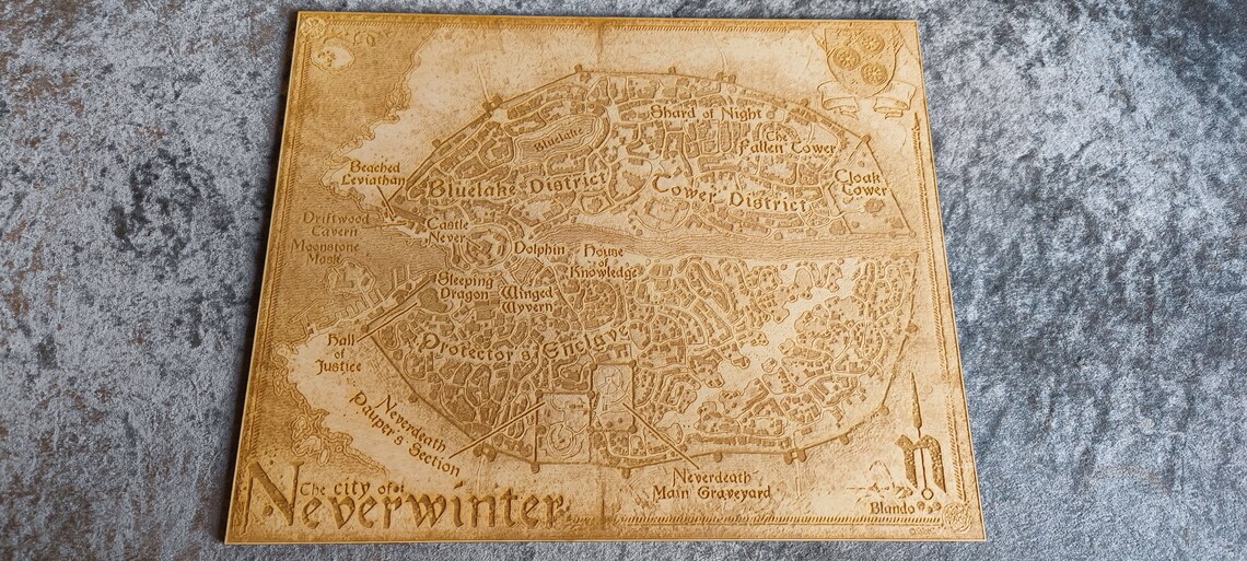Laser Engraved Neverwinter City Map Neverwinter Online | Etsy UK