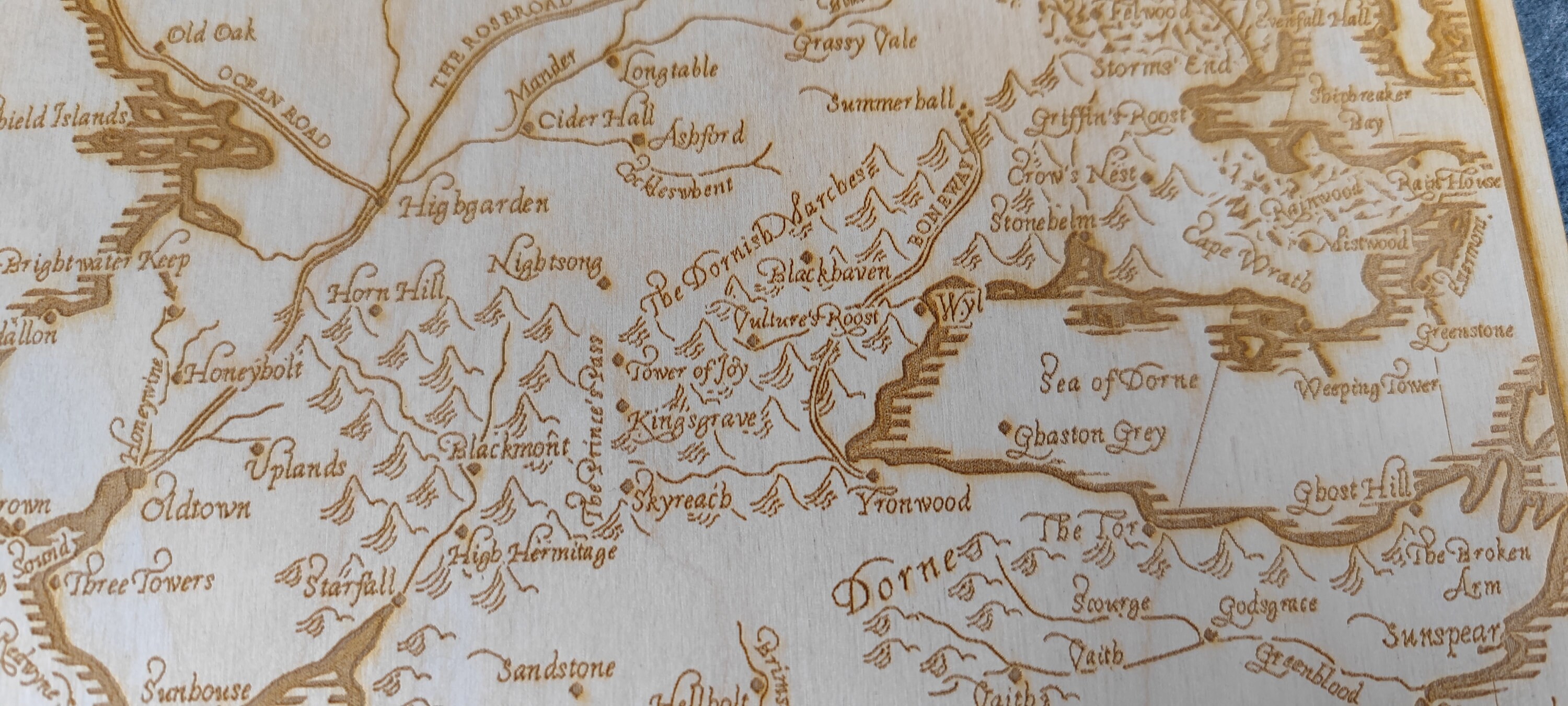 Laser Engraved Map of the Southern Part of Westeros From the - Etsy