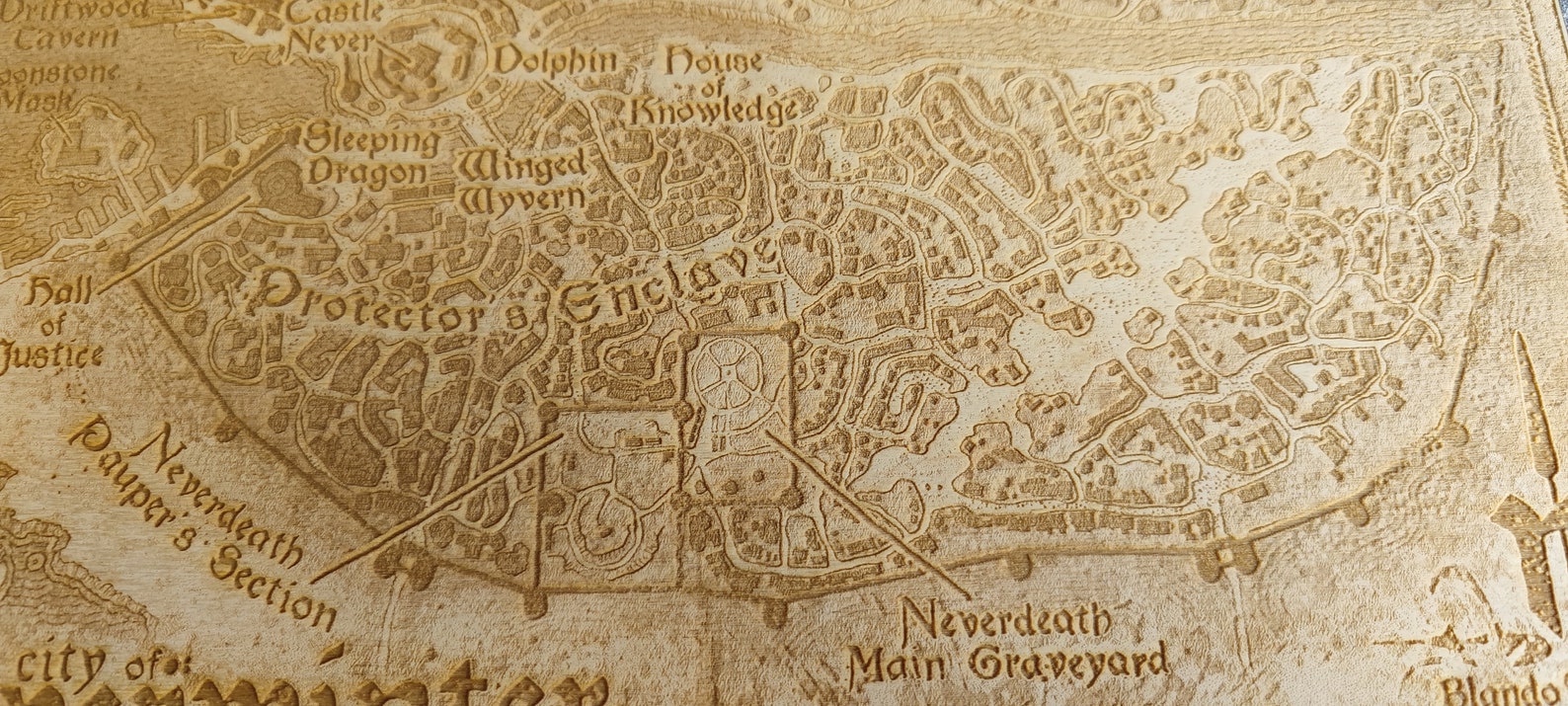 Laser Engraved Neverwinter City Map Neverwinter Online | Etsy UK