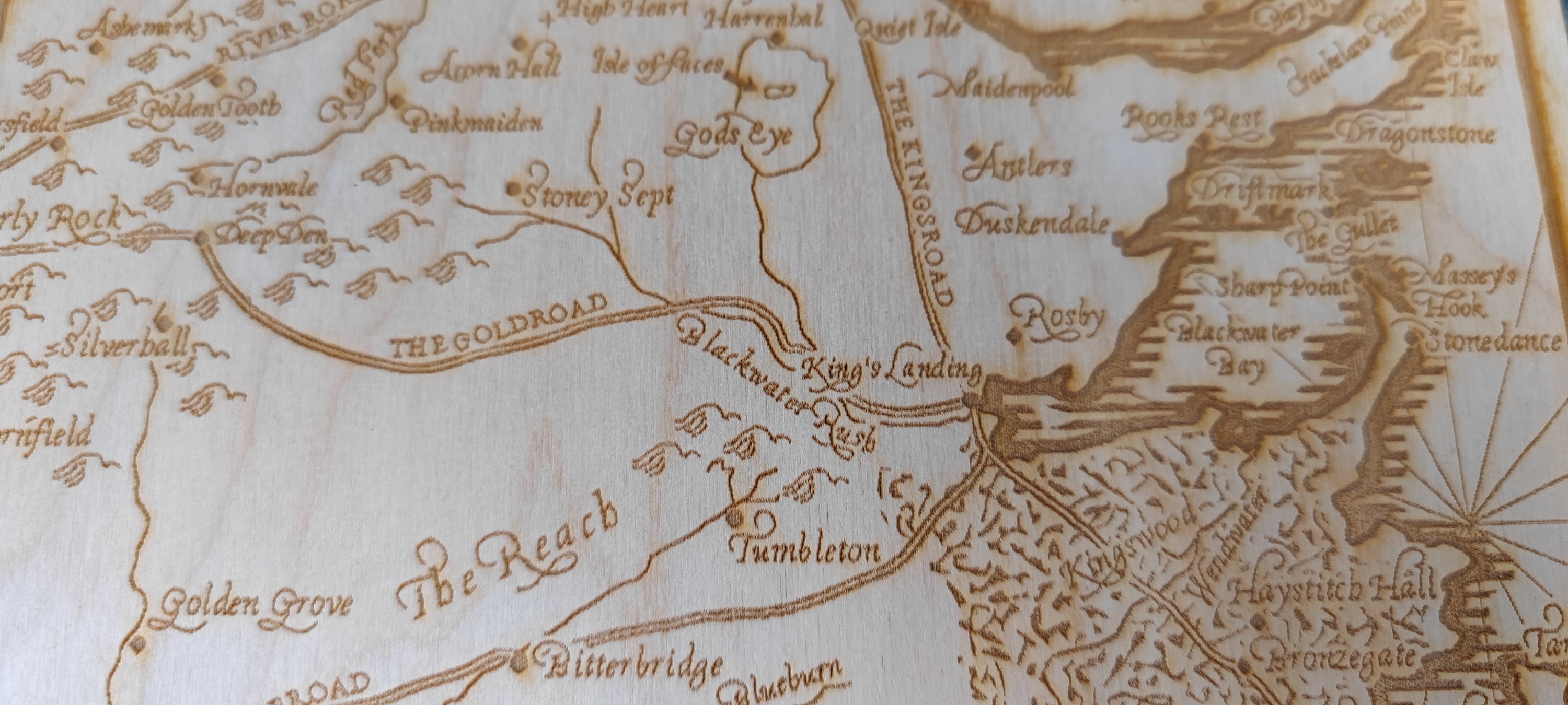 Laser Engraved Map of the Southern Part of Westeros From the - Etsy