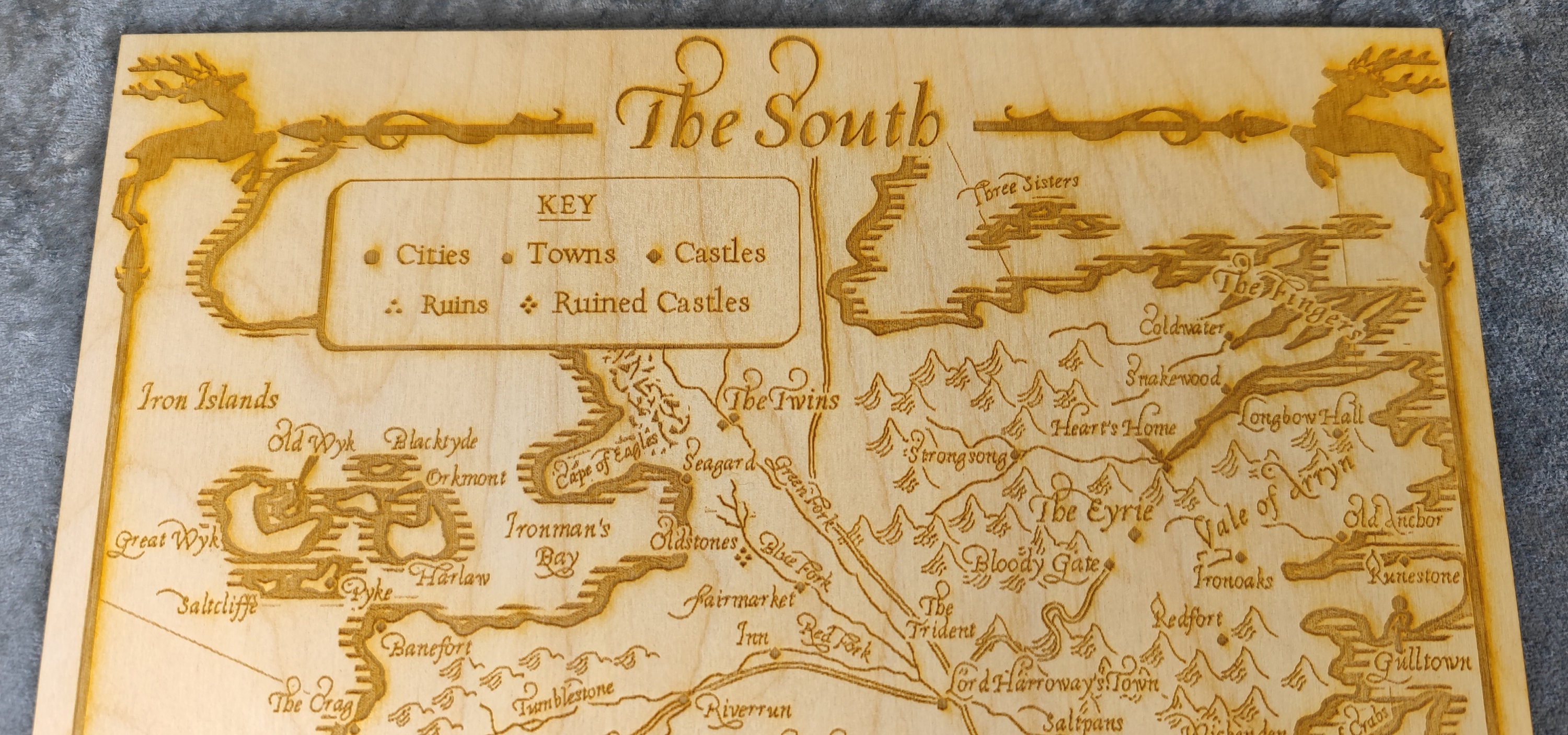 Laser Engraved Map of the Southern Part of Westeros From the - Etsy