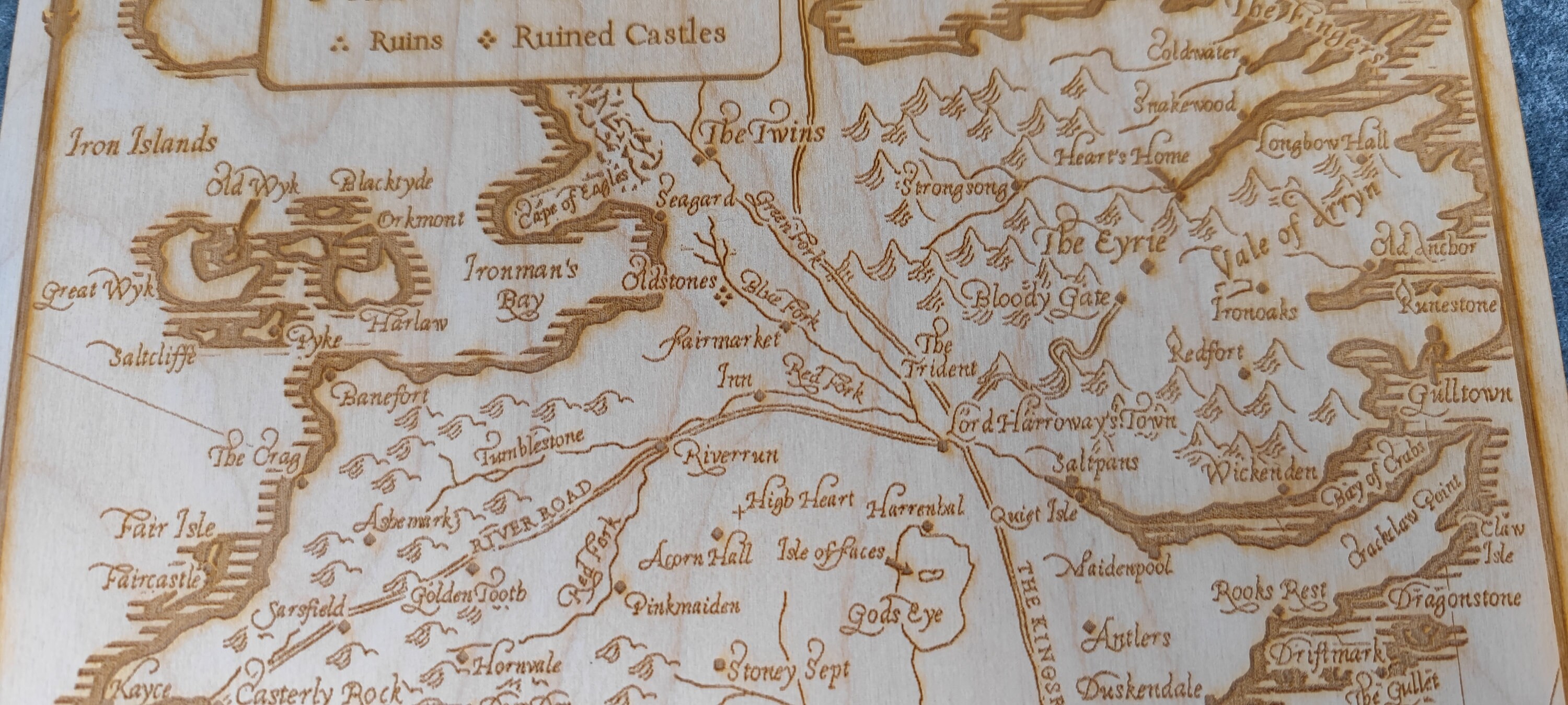 Laser Engraved Map of the Southern Part of Westeros From the - Etsy