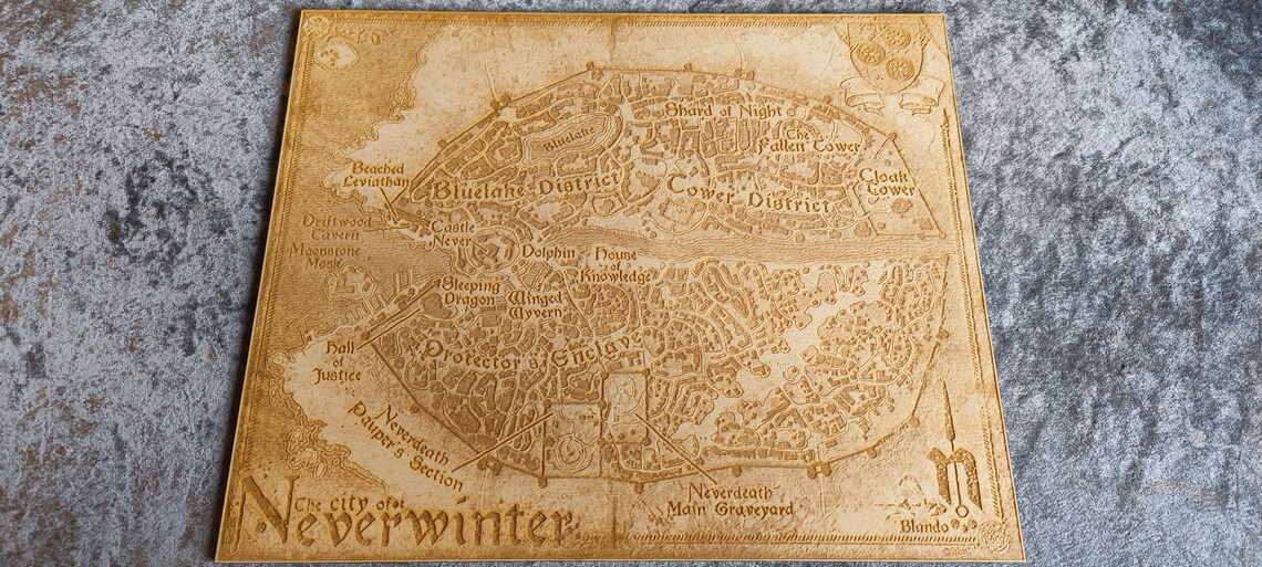 Laser Engraved Neverwinter City Map Neverwinter Online | Etsy UK