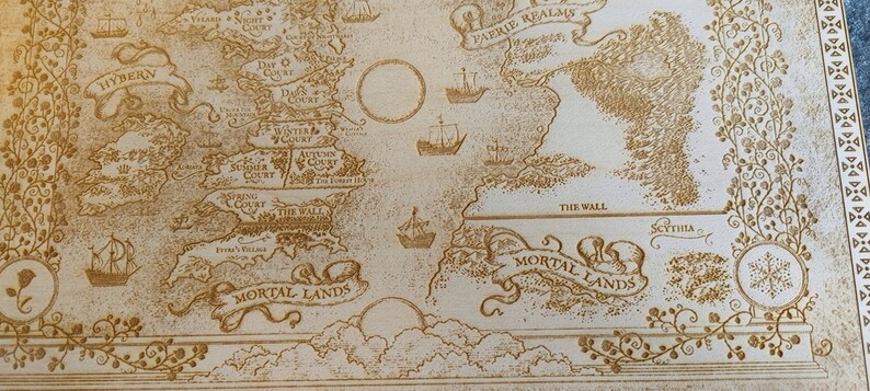 Laser Engraved ACOTAR World Map From the Court of Thorns and - Etsy
