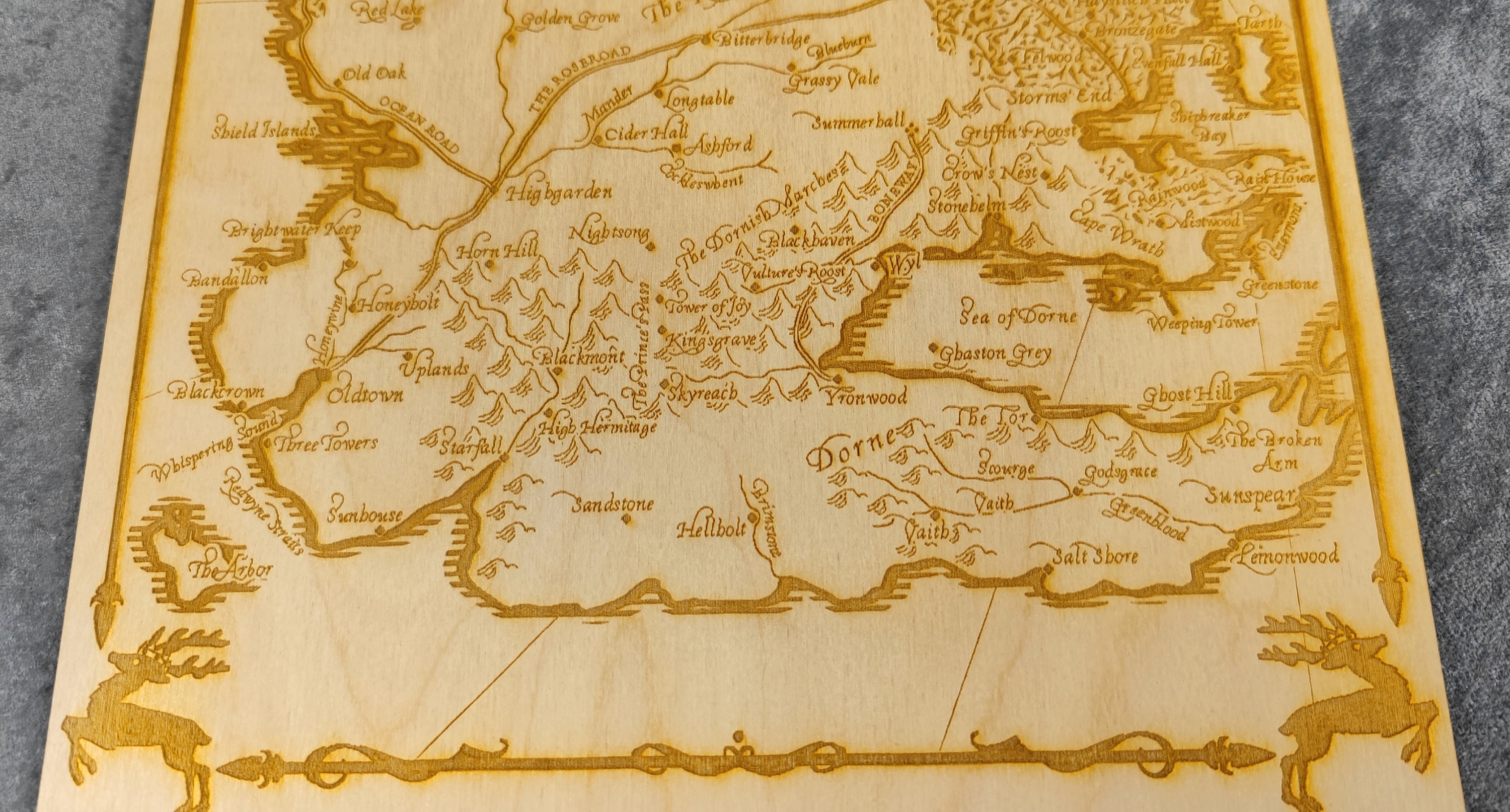 Laser Engraved Map of the Southern Part of Westeros From the - Etsy