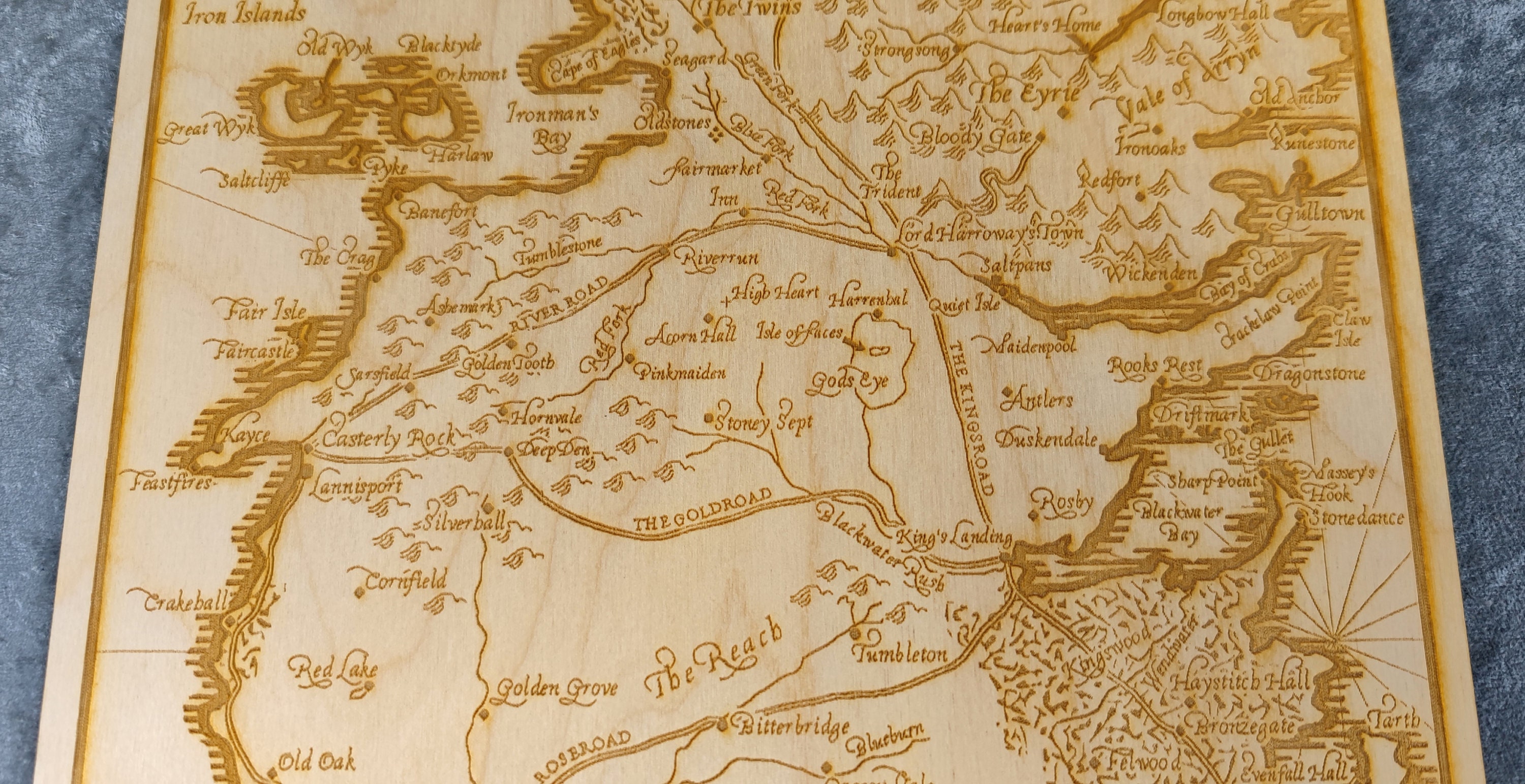 Laser Engraved Map of the Southern Part of Westeros From the - Etsy