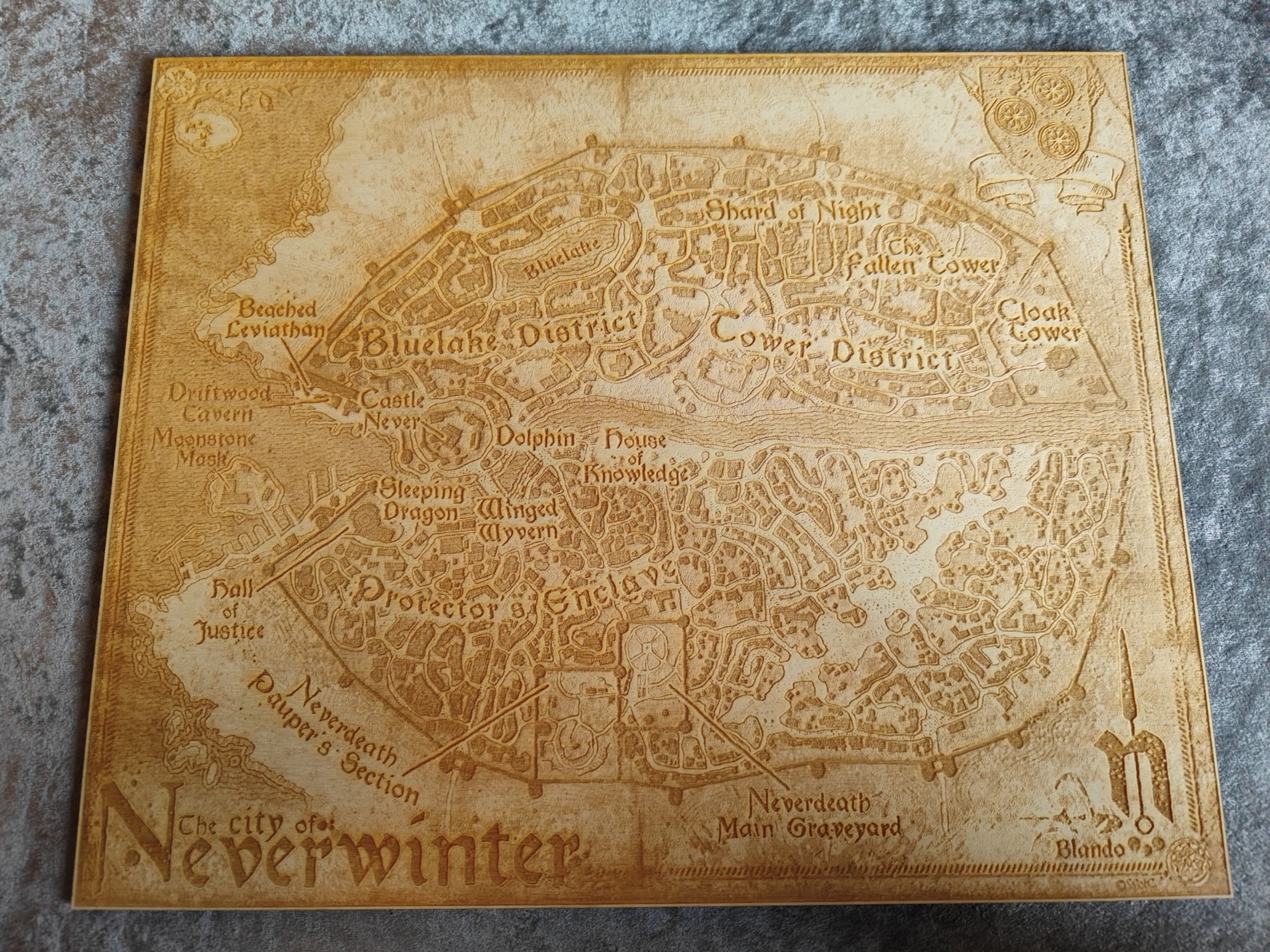 Laser Engraved Neverwinter City Map Neverwinter Online - Etsy UK
