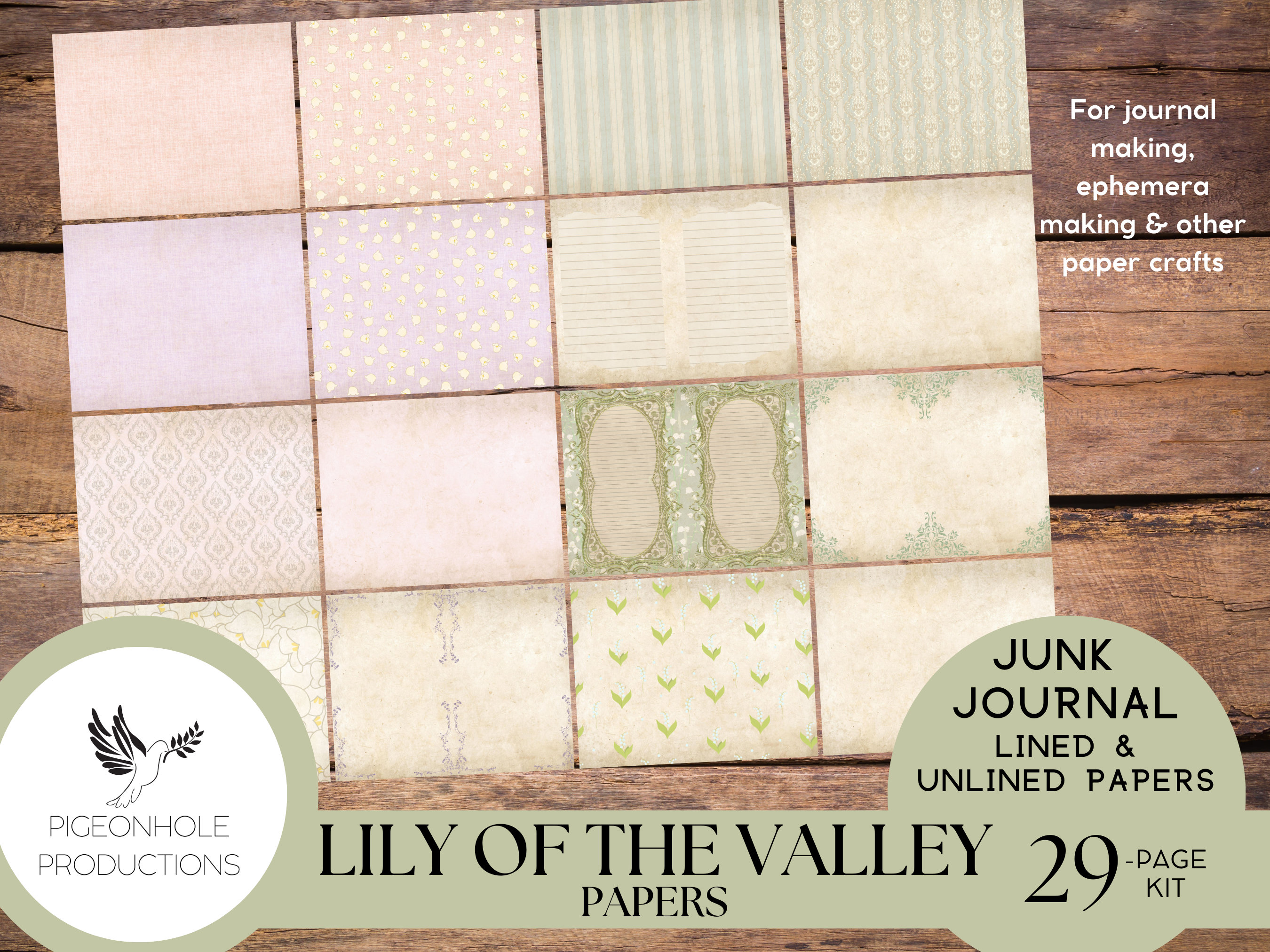 Lily of the Valley Lined & Unlined Papers, PRINTABLE, 29 Sheets, Pretty ...