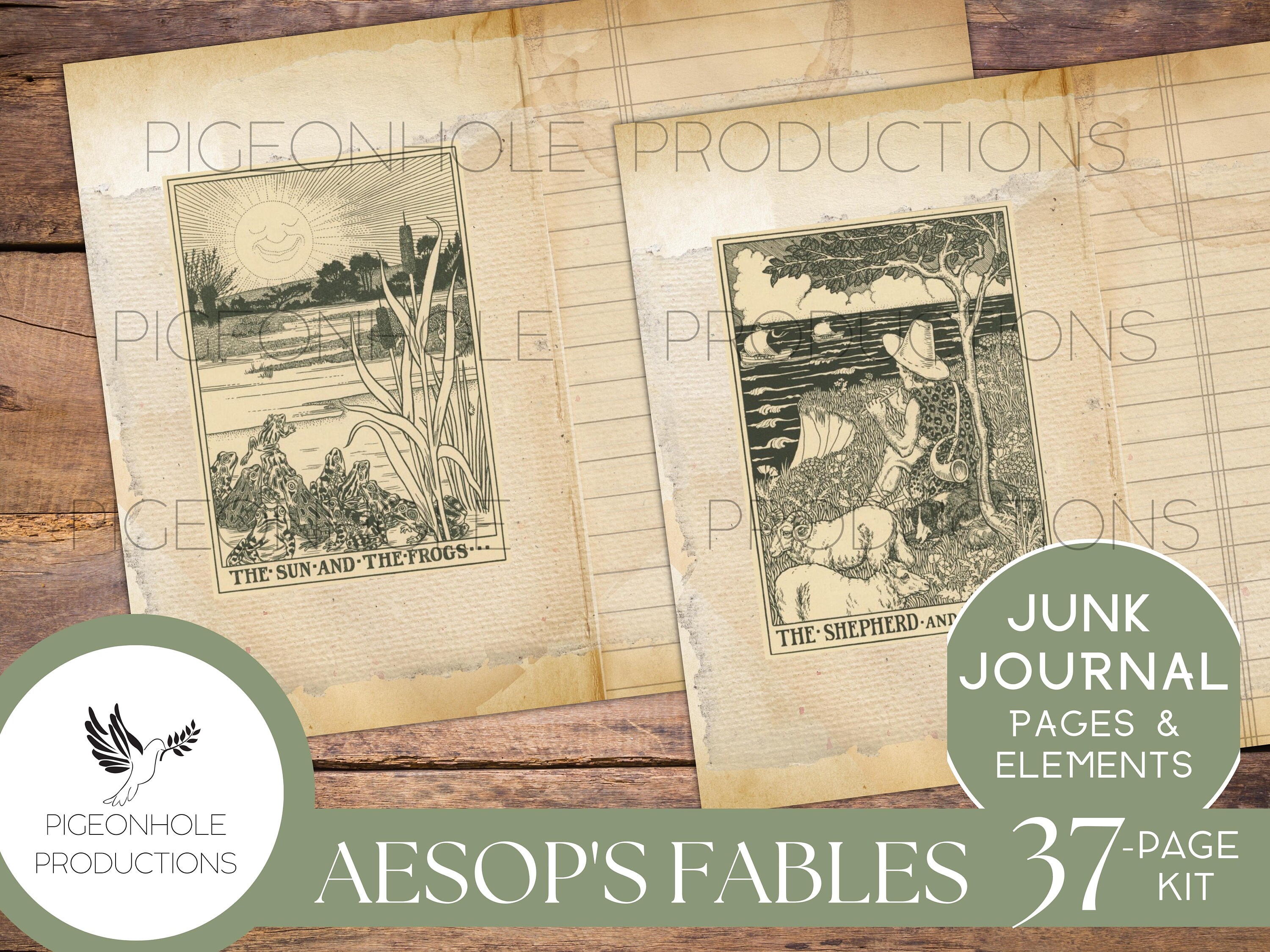 Aesop's Fables Junk Journal Kit, PRINTABLE, 37 Pages, Backgrounds ...