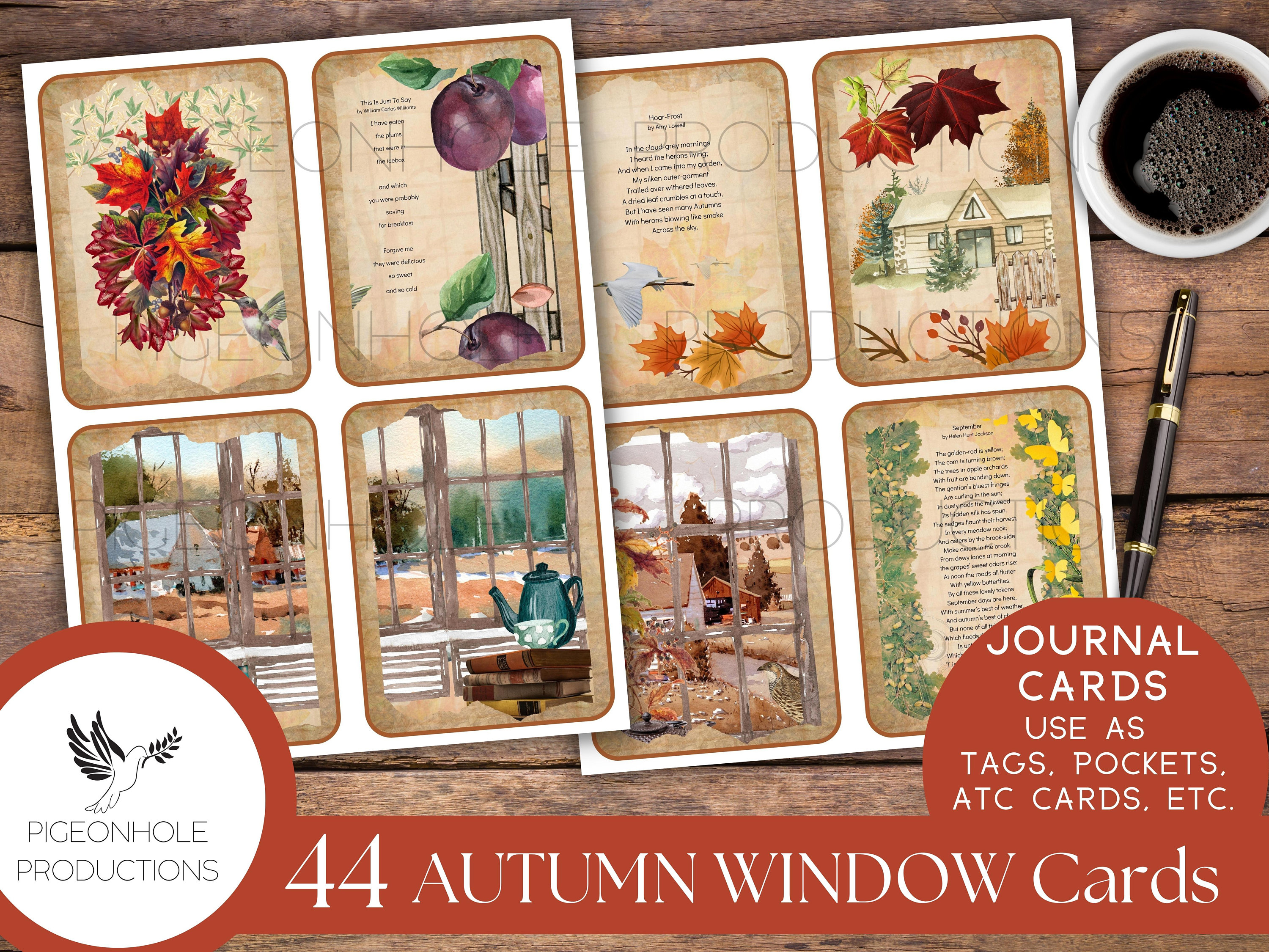 Autumn Window Junk Journal Cards With Classical Autumn - Etsy