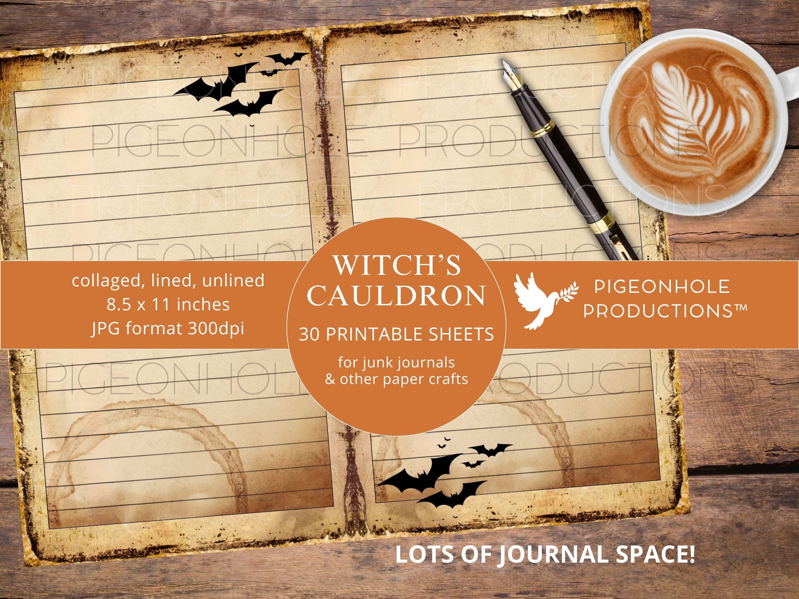 Witch's Cauldron Junk Journal Kit, PRINTABLE, 30 Sheets Collaged, Lined ...